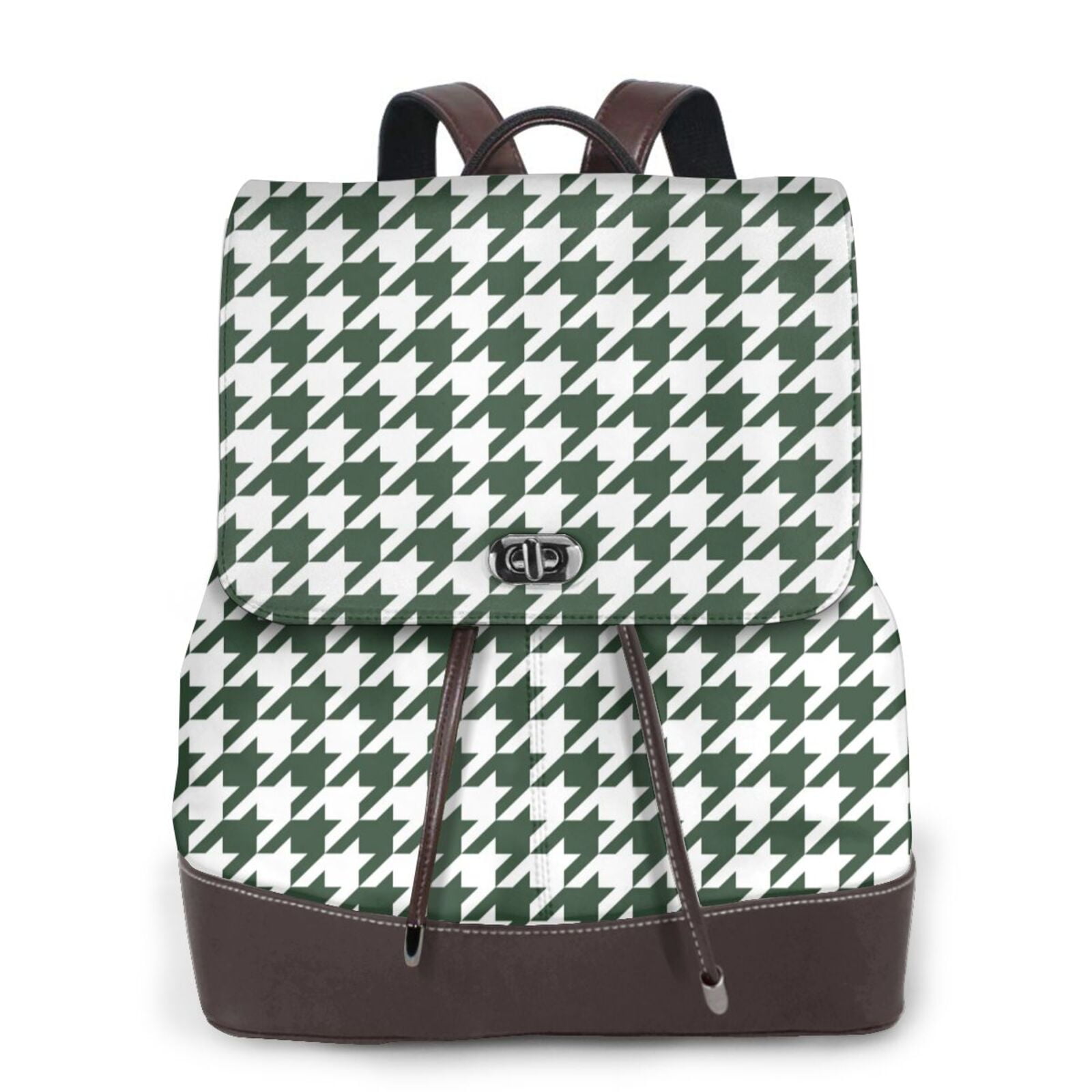 Qekee Scottish Checkered Print Leather Backpack Purse for Women,Ladies ...