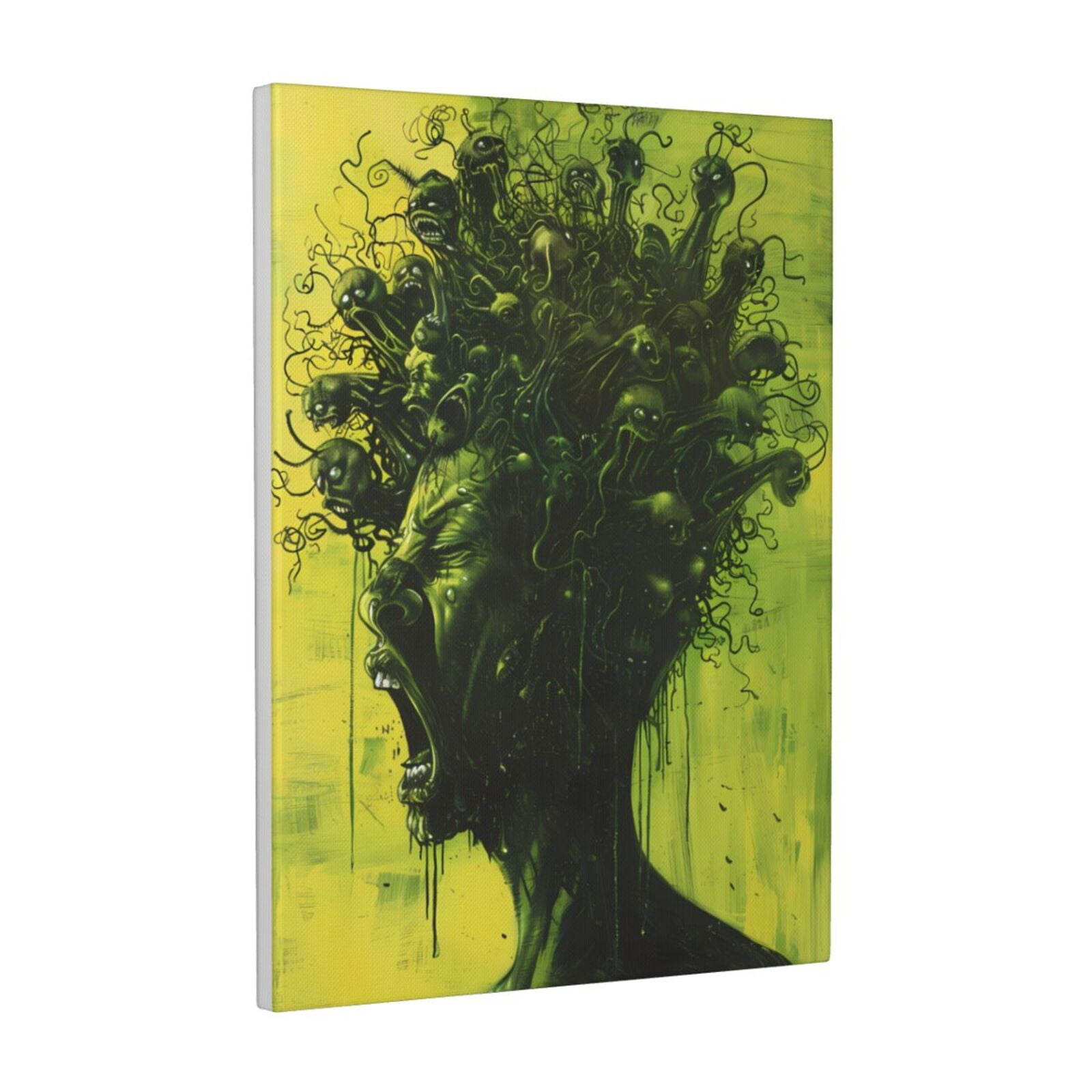 Qekee Screaming Horror Art Print Canvas Wall Art for Bathroom,Abstract ...