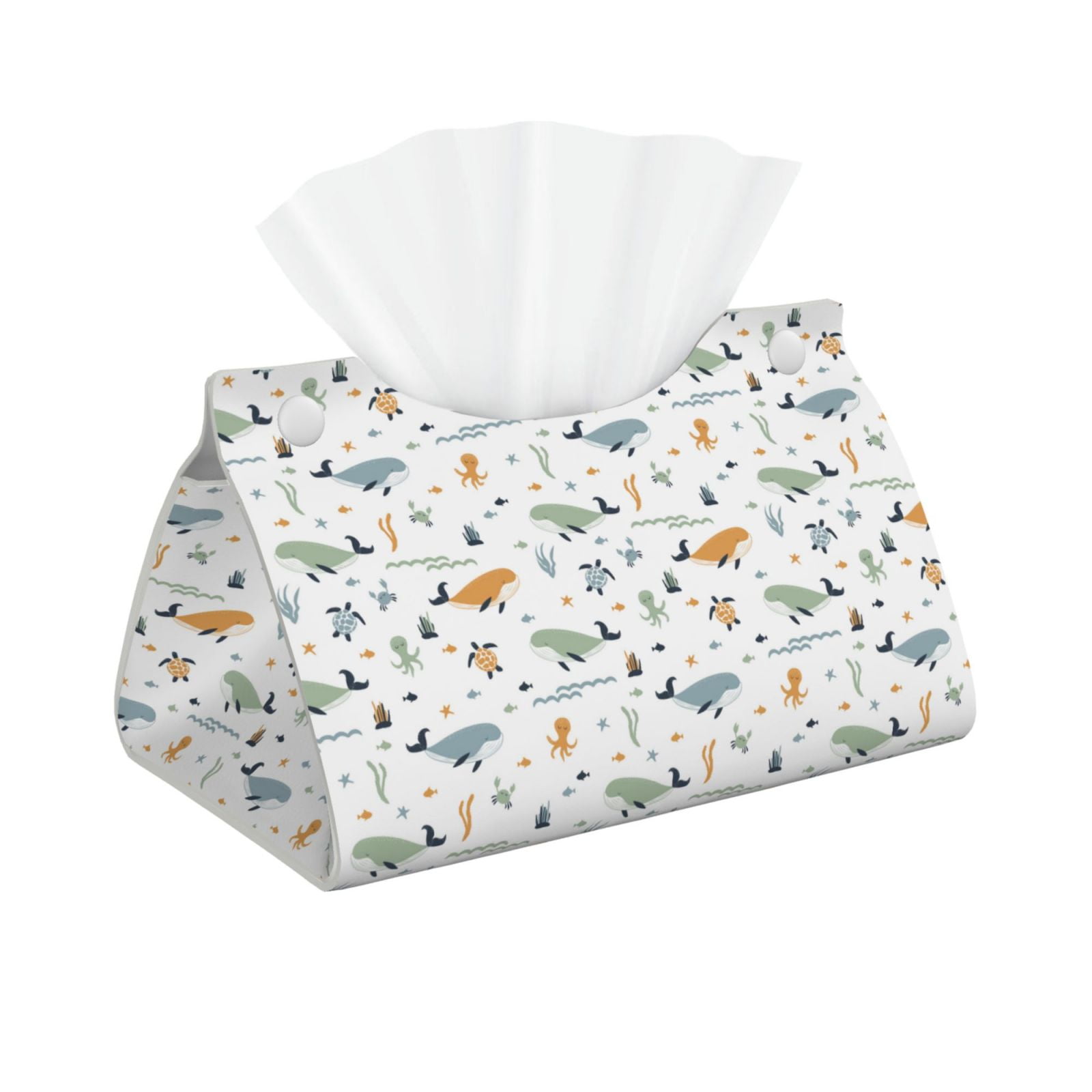 Qekee Sea Creatures Long Tissue Box Cover, Tissue Holder, PVC Leather ...