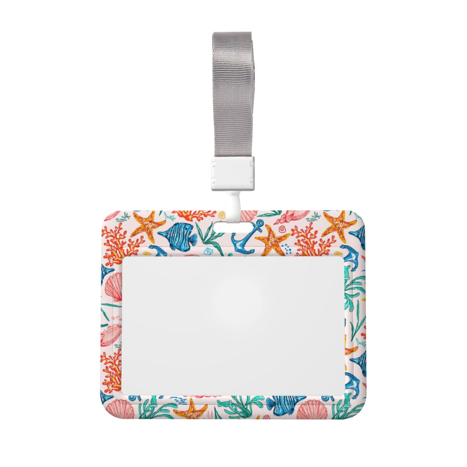 Qekee Sea Creatures Print Card Badge Holder,Clear Name Tag ID Card ...