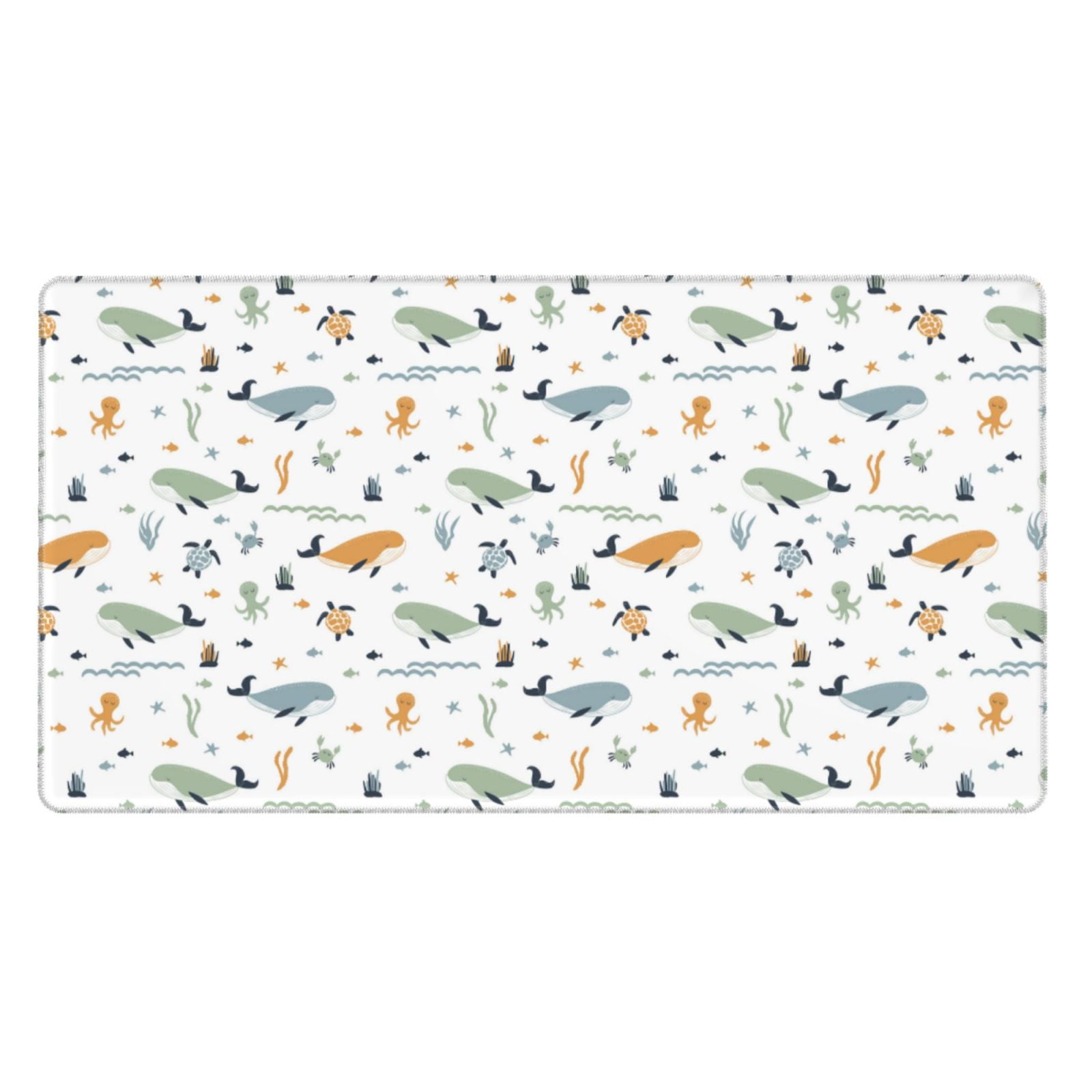 Qekee Sea Creatures Print Desk Pad Protector,Mouse Pad,Office Desk Mat ...
