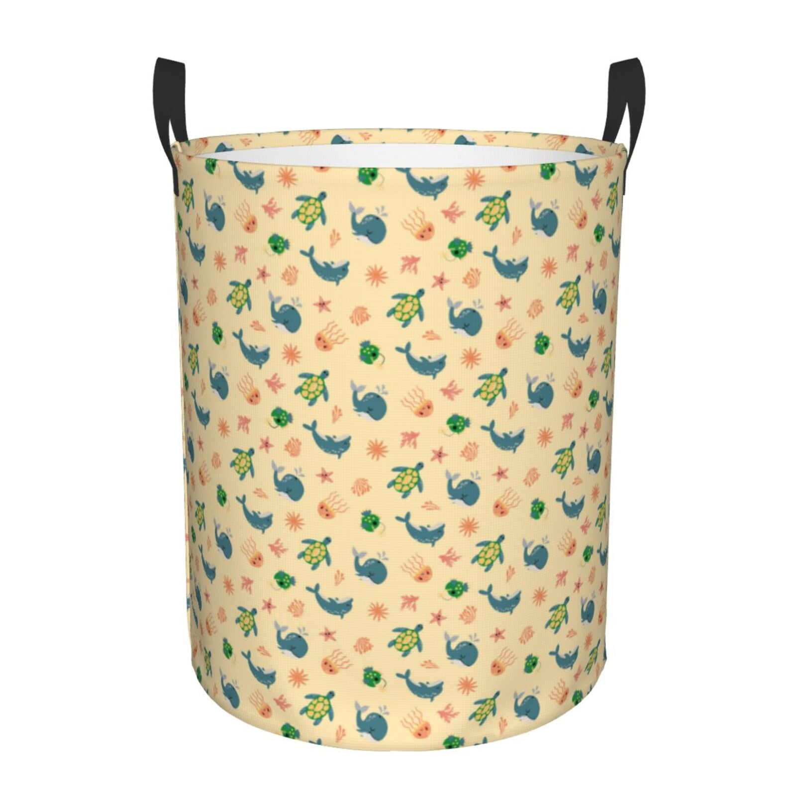 Qekee Sea Turtle And Whale print Laundry Hamper Basket, Hamper Basket ...
