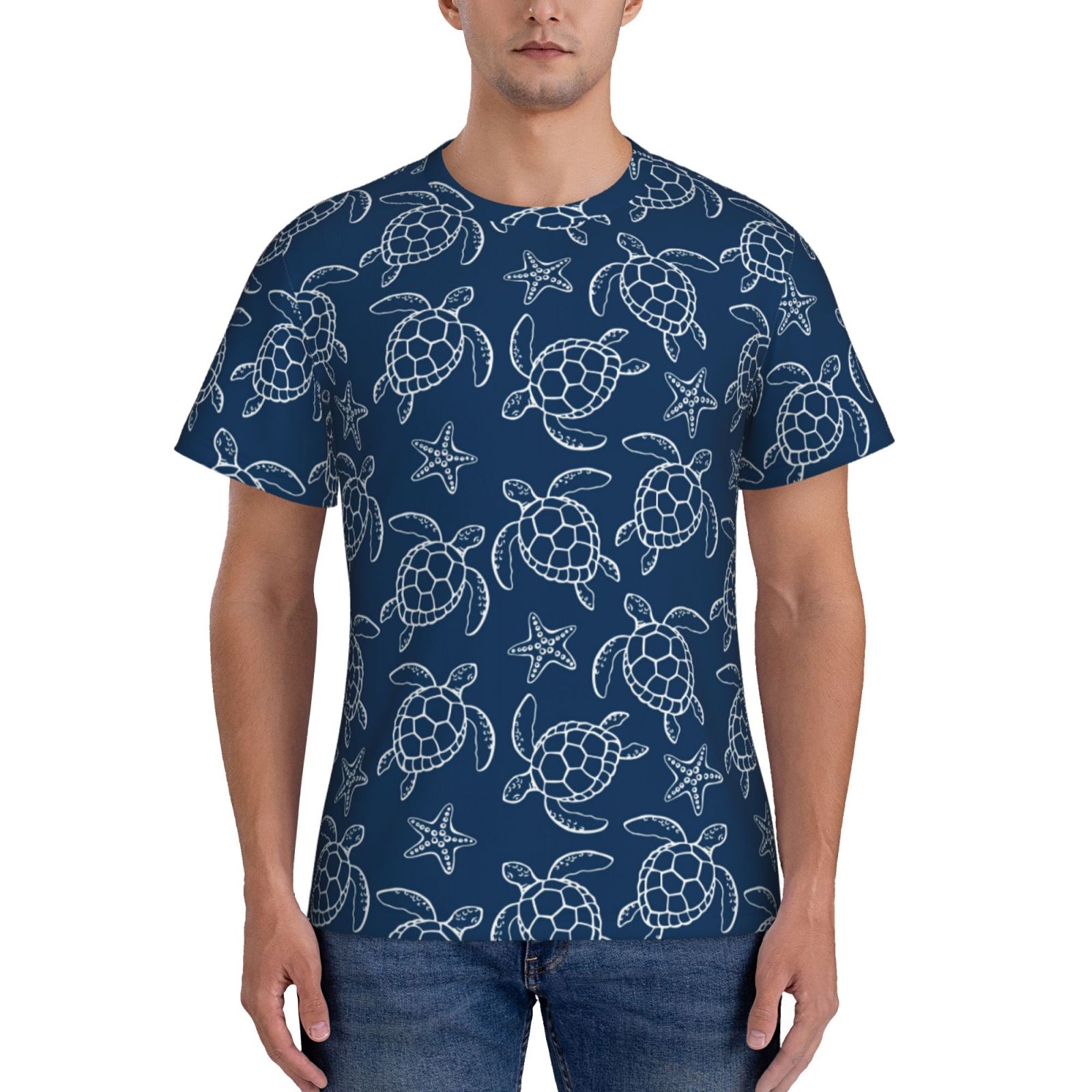 Qekee Sea Turtle Classic Fit T-Shirt Men's Shirt Men's Tight Short ...