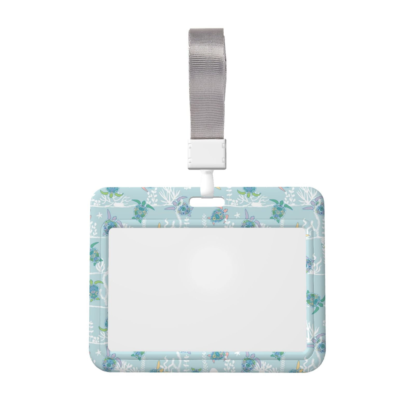 Qekee Sea Turtle Print Card Badge Holder,Clear Name Tag ID Card ...