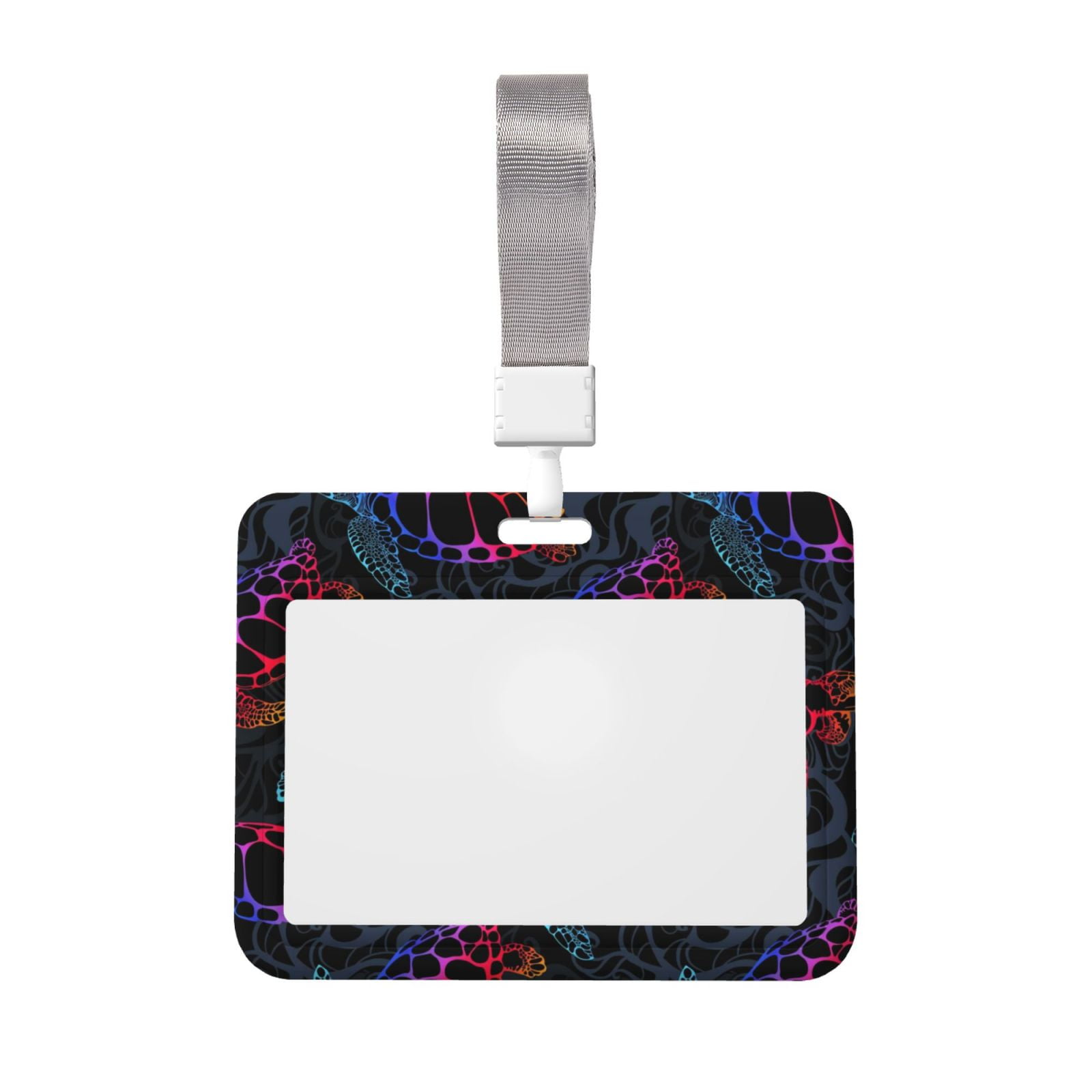 Qekee Sea Turtle Print Card Badge Holder,Clear Name Tag ID Card ...