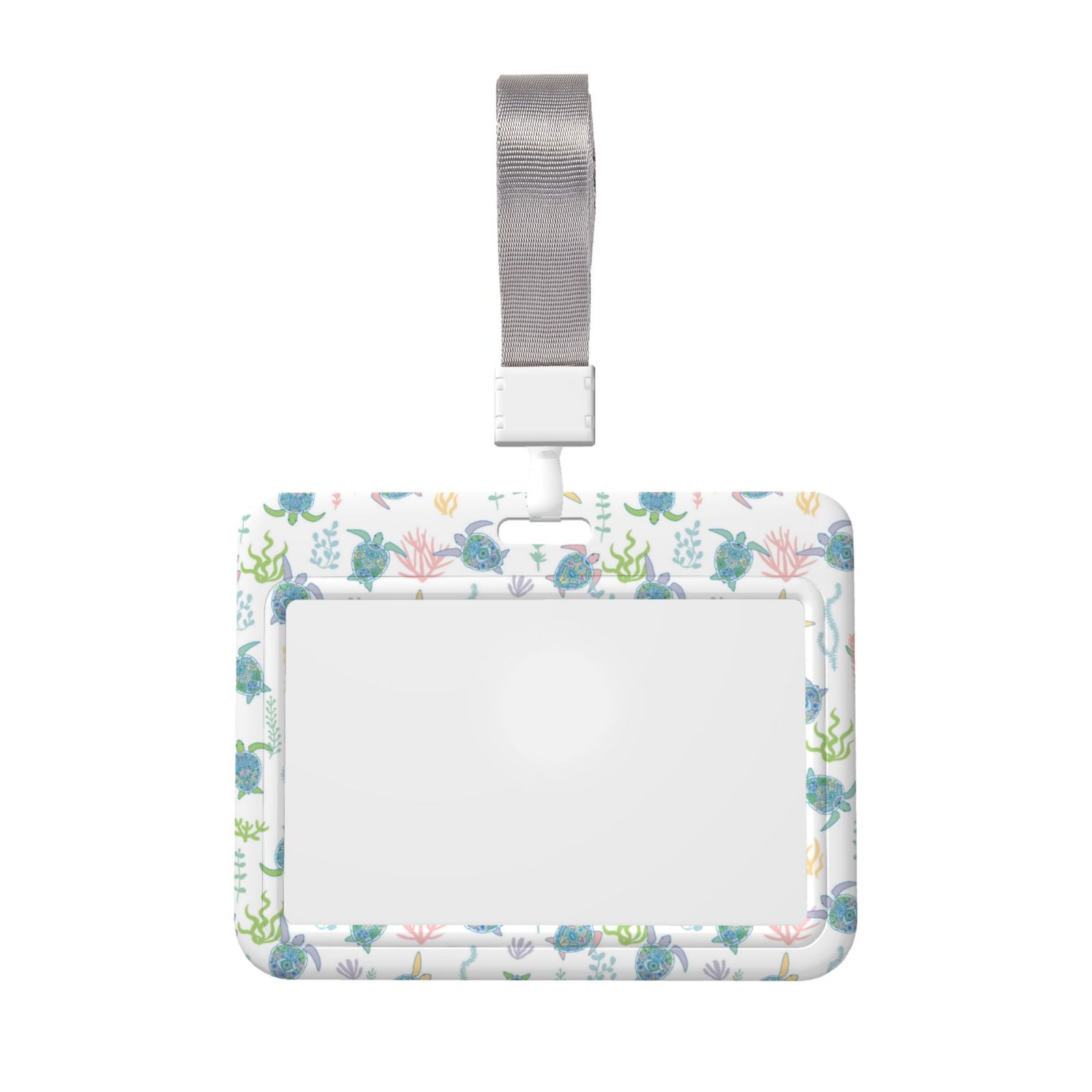 Qekee Sea Turtle Print Card Badge Holder,Clear Name Tag ID Card ...