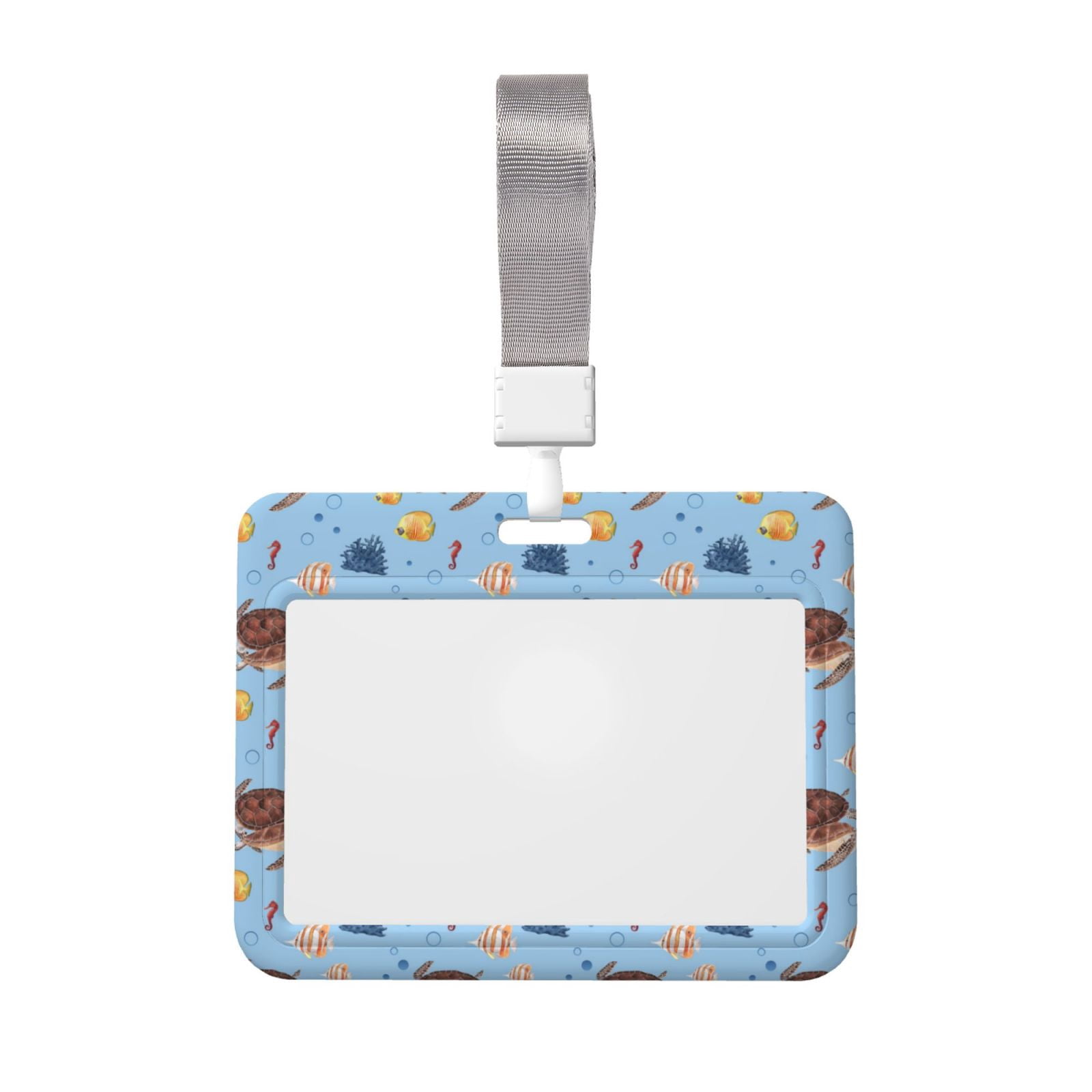 Qekee Sea Turtle Print Card Badge Holder,Clear Name Tag ID Card ...