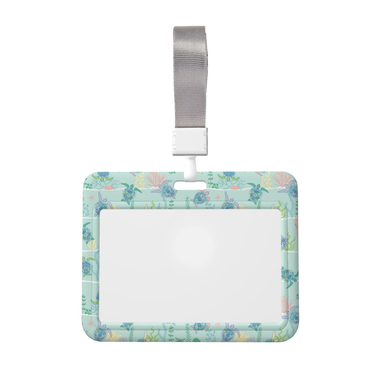 Qekee Sea Turtle Print Card Badge Holder,Clear Name Tag ID Card ...