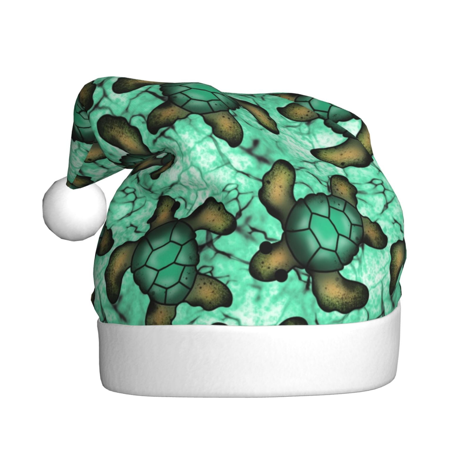 Qekee Sea Turtle for Fluffy Red Santa Hats Set Plush Brim and Liner ...