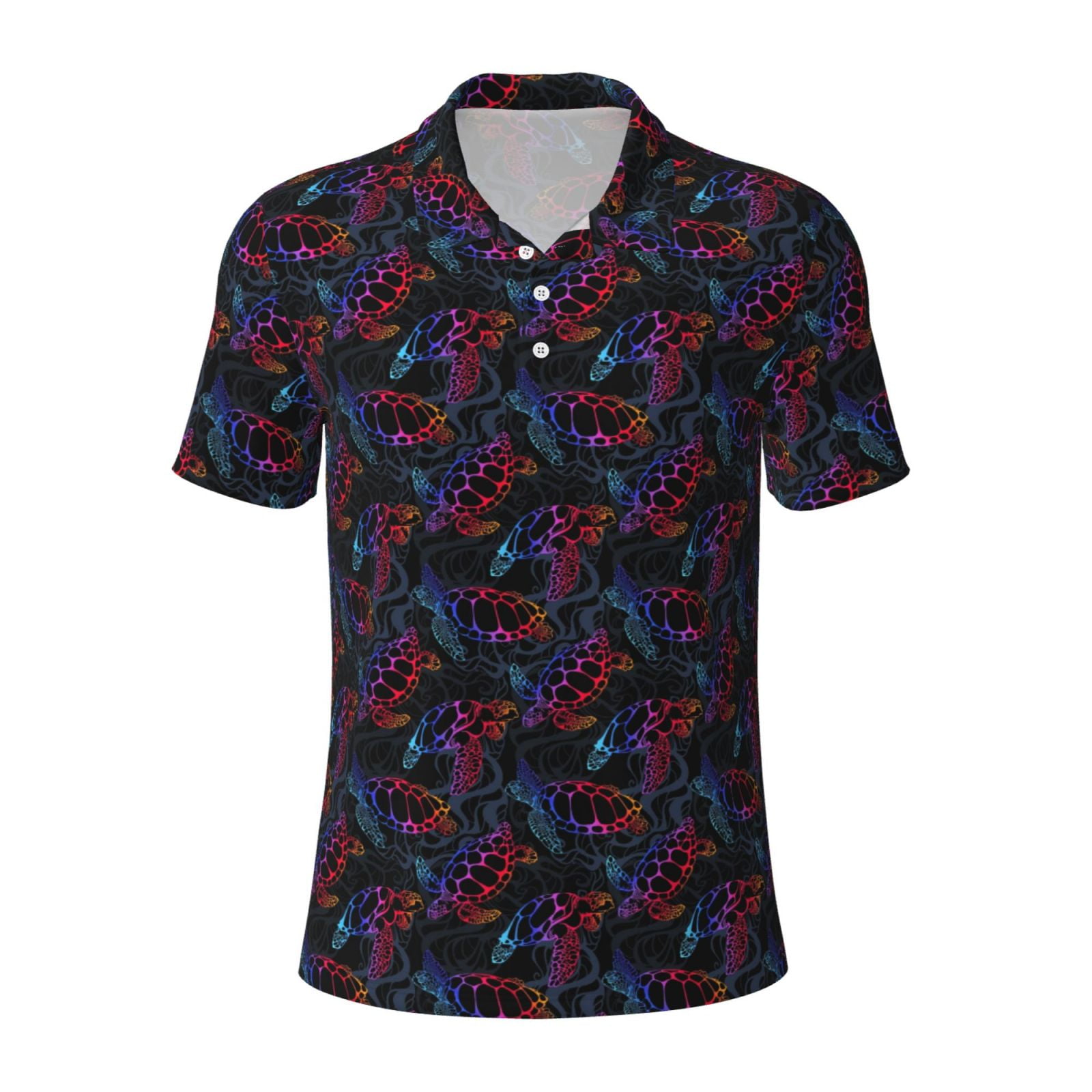 Qekee Sea Turtle for Mens Polo Shirts Casual Short Sleeve Button Down ...