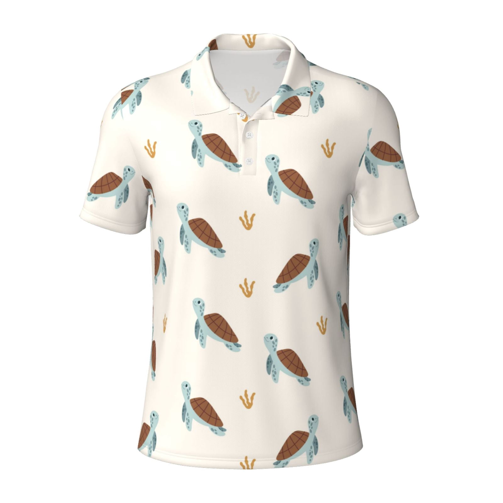 Qekee Sea Turtle for Mens Polo Shirts Casual Short Sleeve Button Down ...