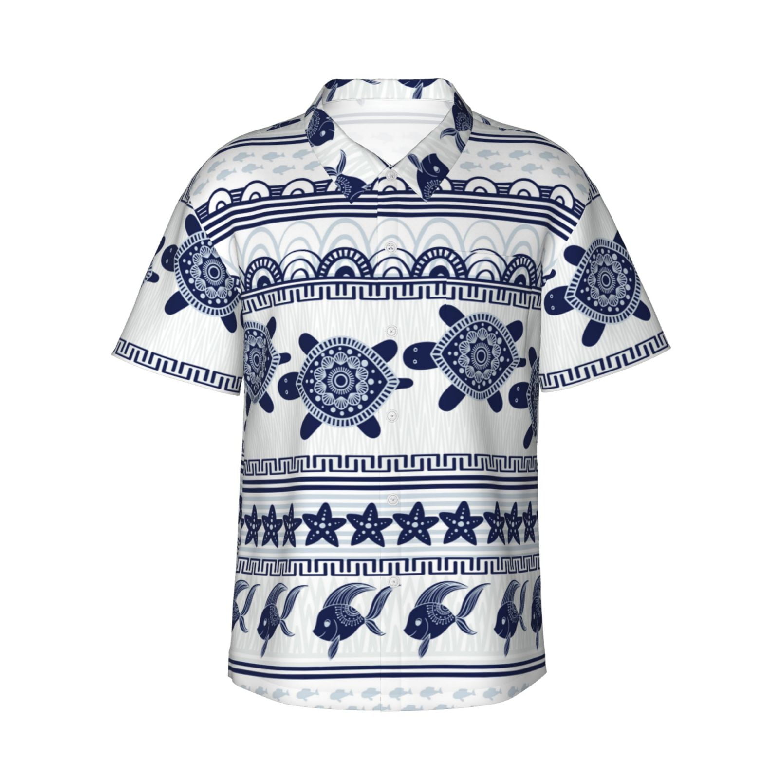 Qekee Sea Underwater Turtles print Hawaiian Shirt for Men Short Sleeve ...