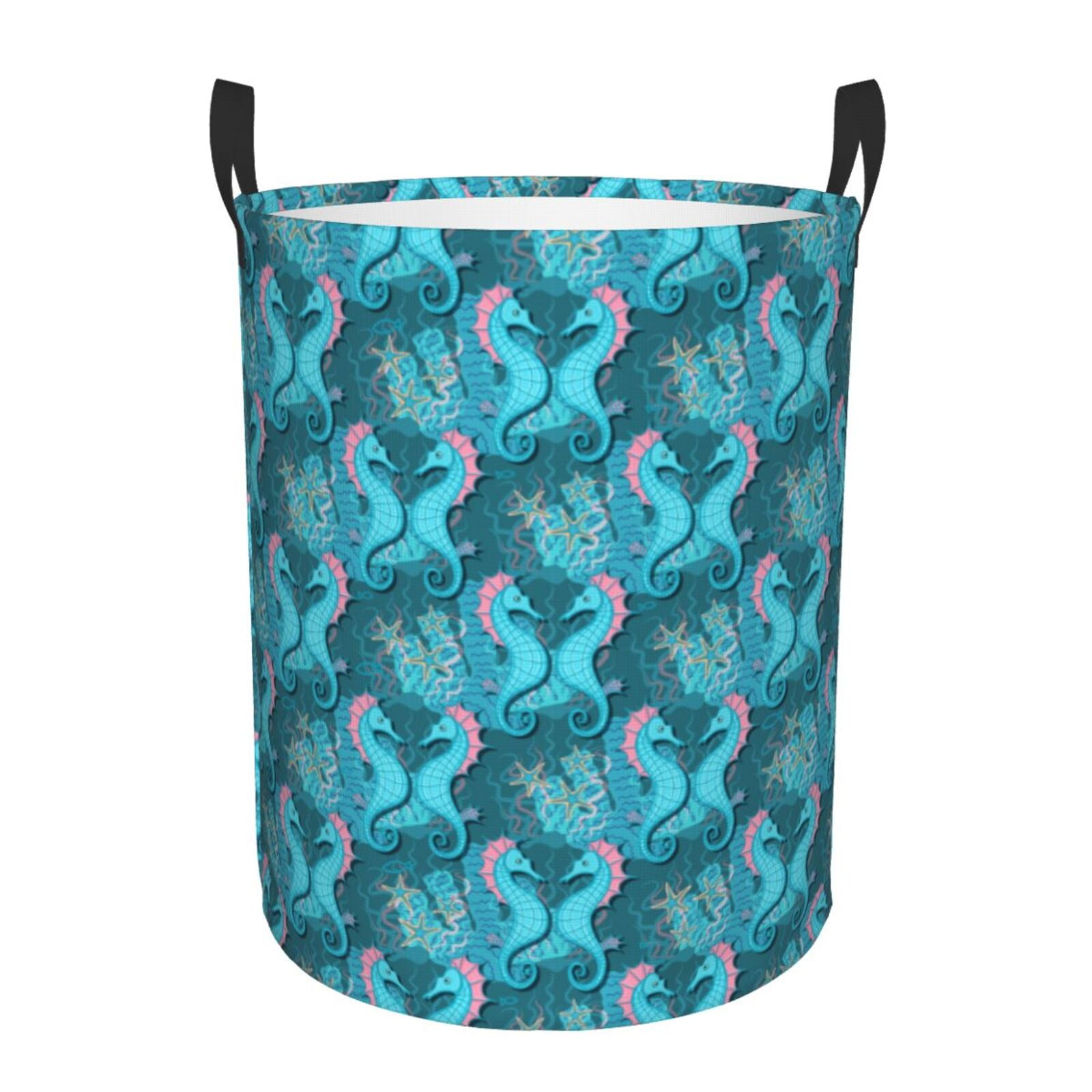 Qekee Seahorse print Laundry Hamper Basket, Hamper Basket for Blanket ...