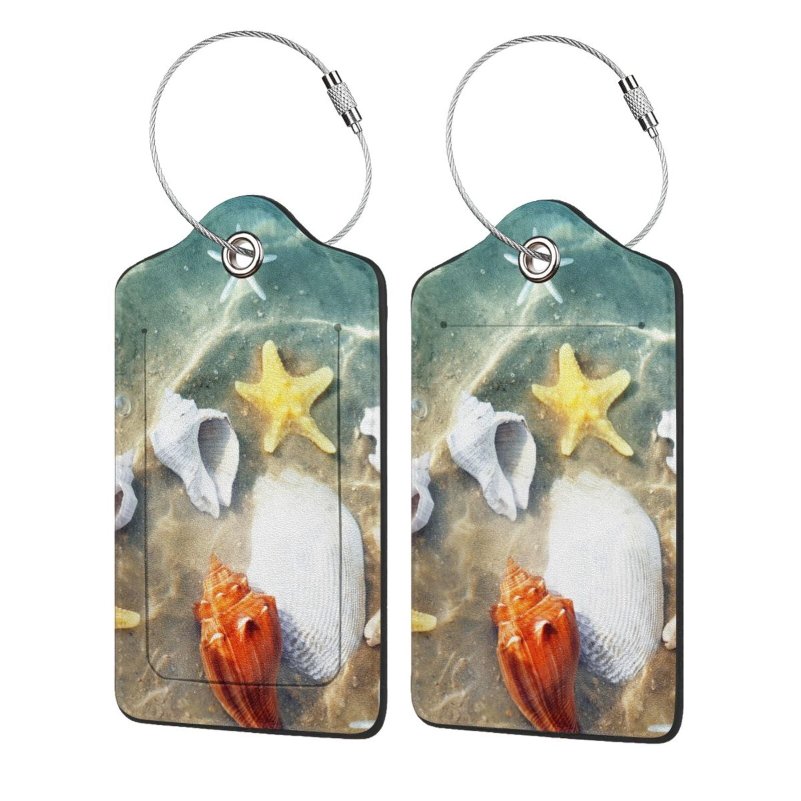 Qekee Seashell On The Beach Print Luggage Tag for Suitcase,Bag Tag with ...