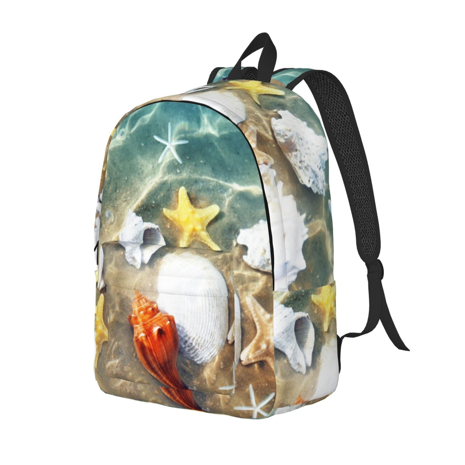 Qekee Seashell On The Beach for Canvas College Laptop Backpack is a ...
