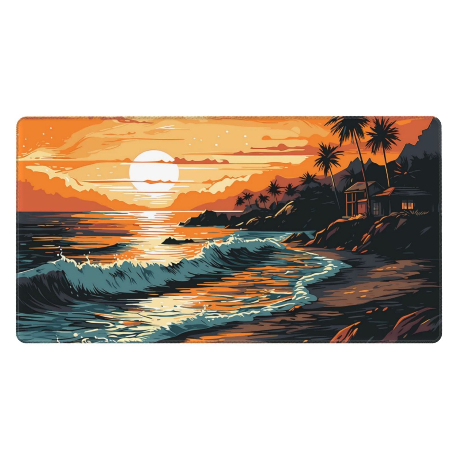 Qekee Serene Ocean Sunset Print Desk Pad Protector,Mouse Pad,Office ...