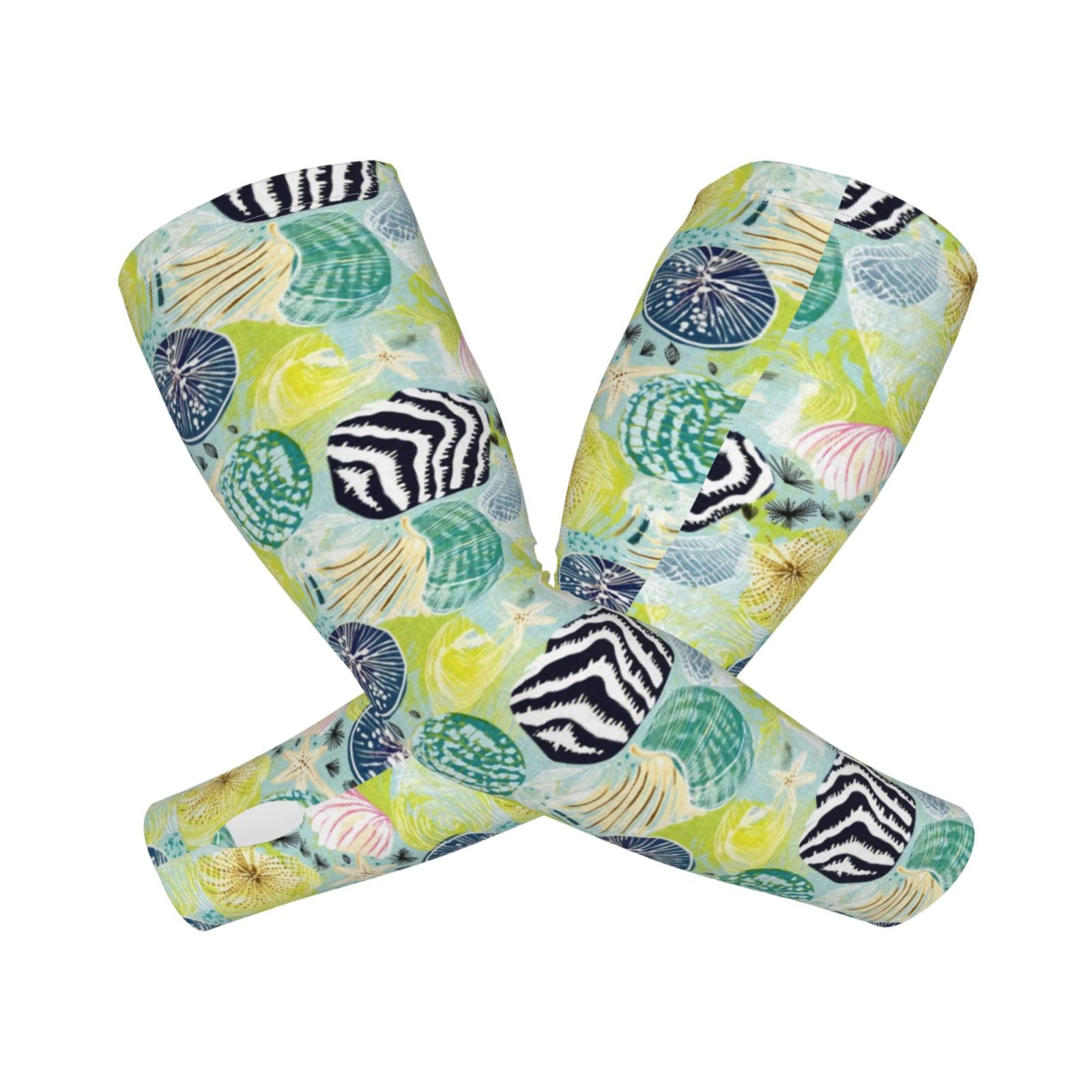 Qekee Shell Clam print Arm Sleeves, Cooling UV Sun Protection Sports ...