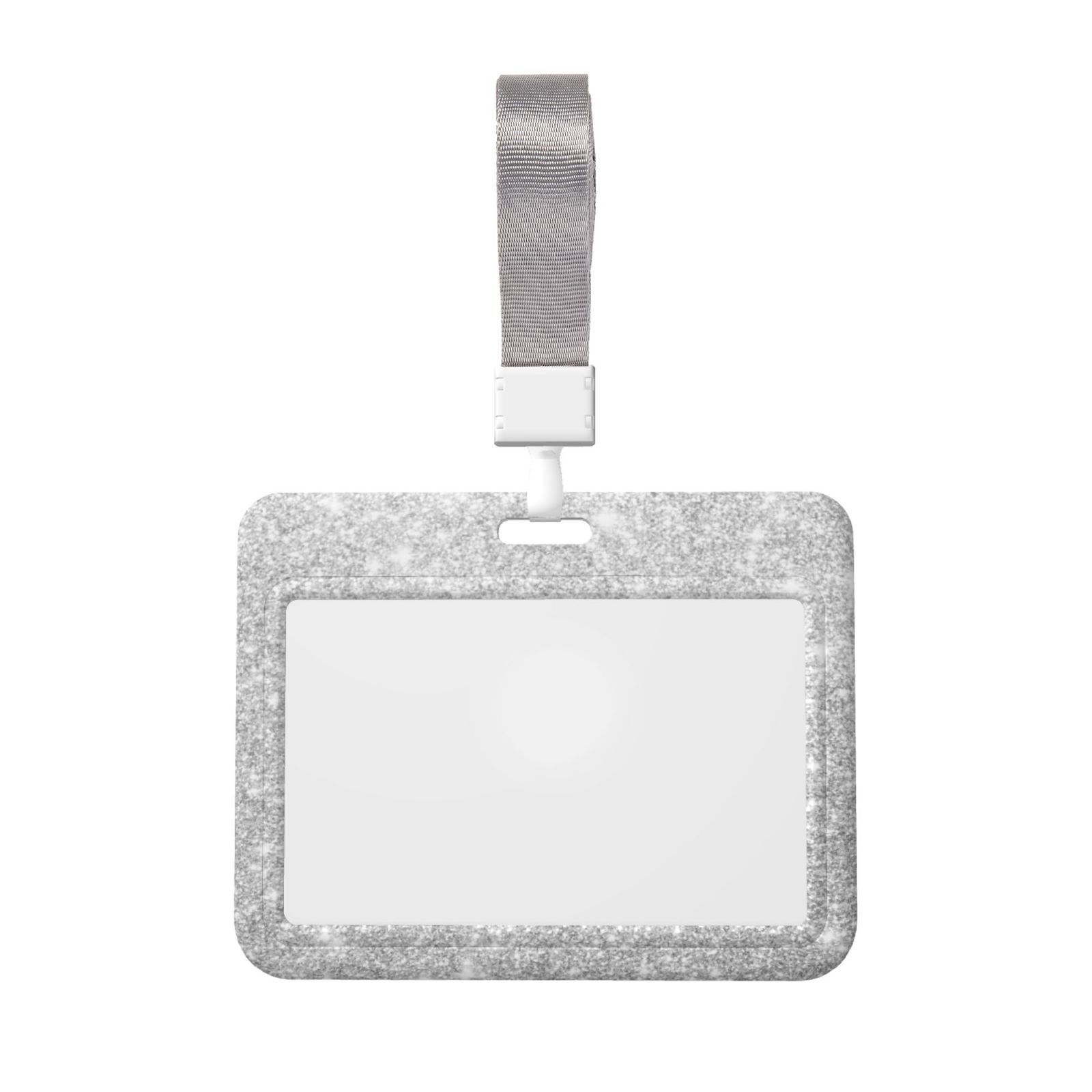 Qekee Silver Glitter Print Card Badge Holder,Clear Name Tag ID Card ...