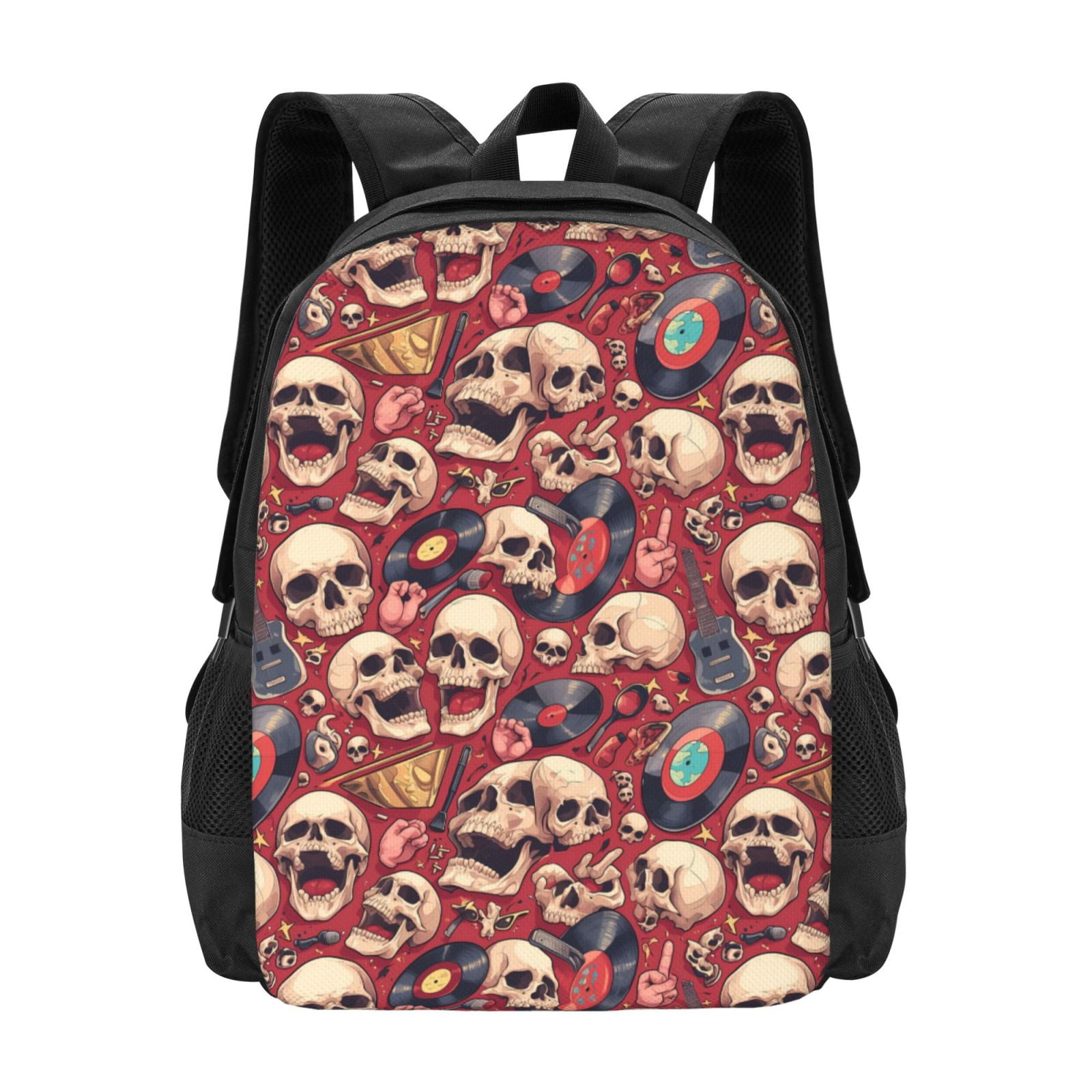 Qekee Skull record Guitar music for Travel Laptop Backpack for womem ...