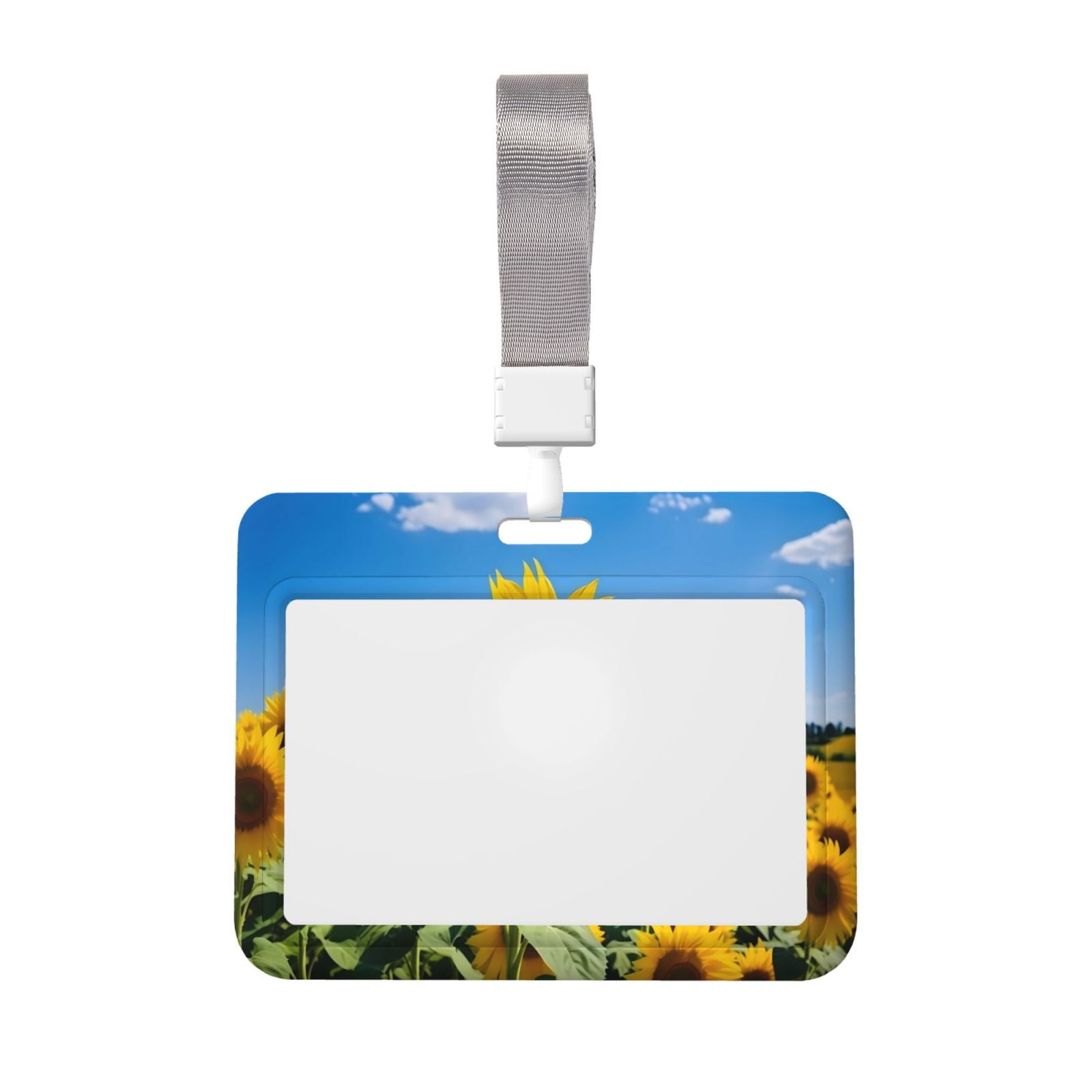 Qekee Sky Golden Sunflower Field B Print Card Badge Holder,Clear Name ...