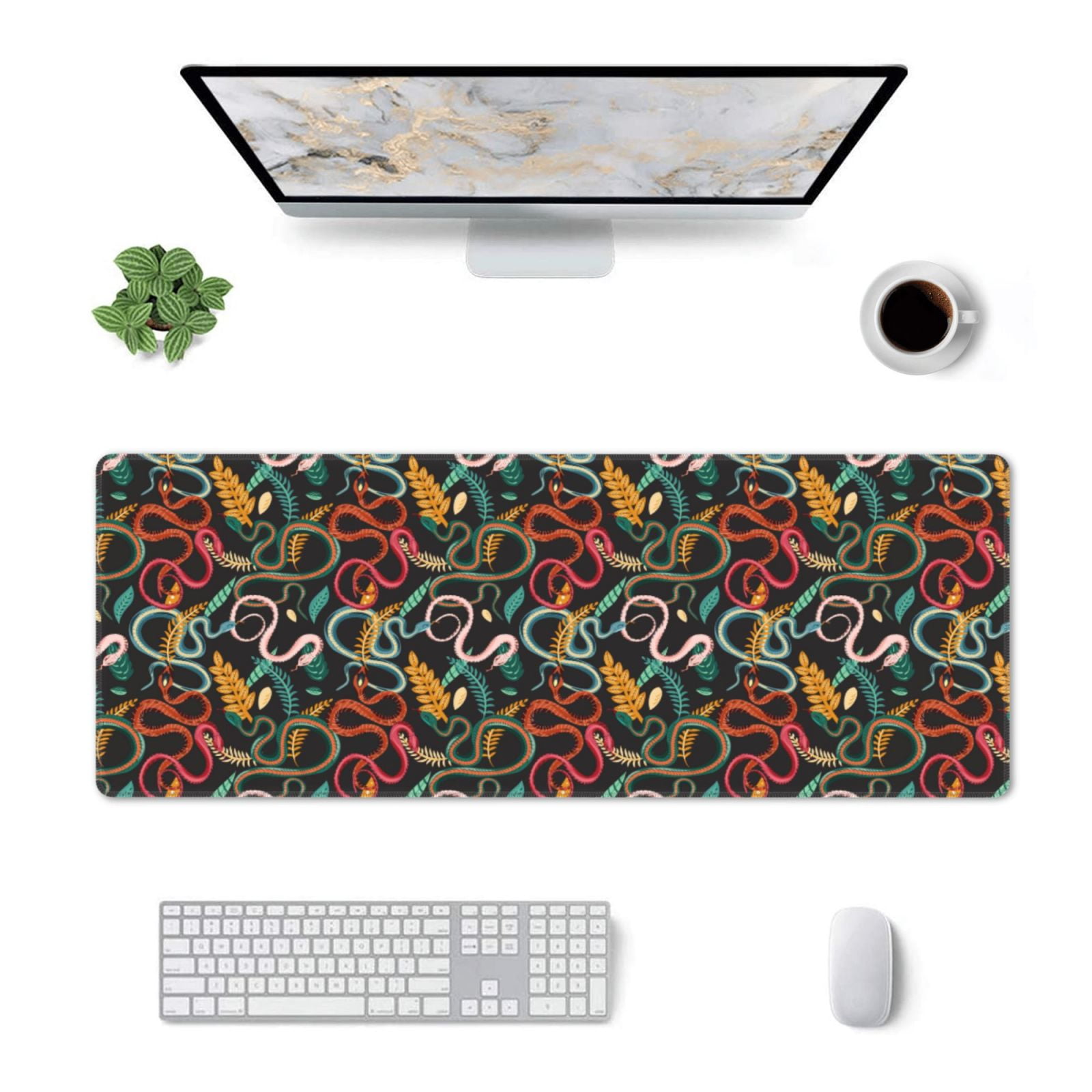 Qekee Snake And Flower Print Mouse Pad,Desk Pad Protector,Office Desk ...