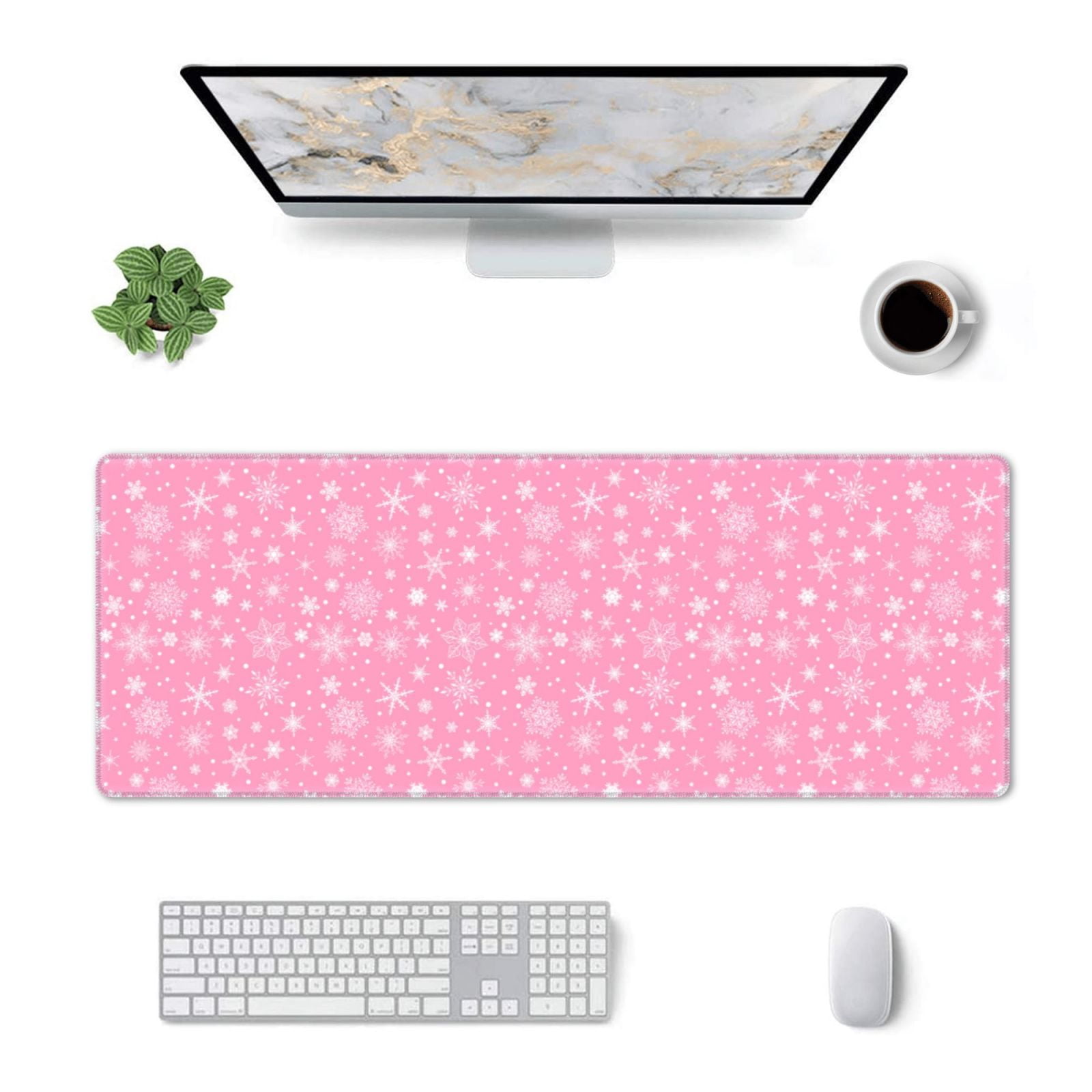 Qekee Snowflake pink backgrounds Print Mouse Pad,Desk Pad Protector ...