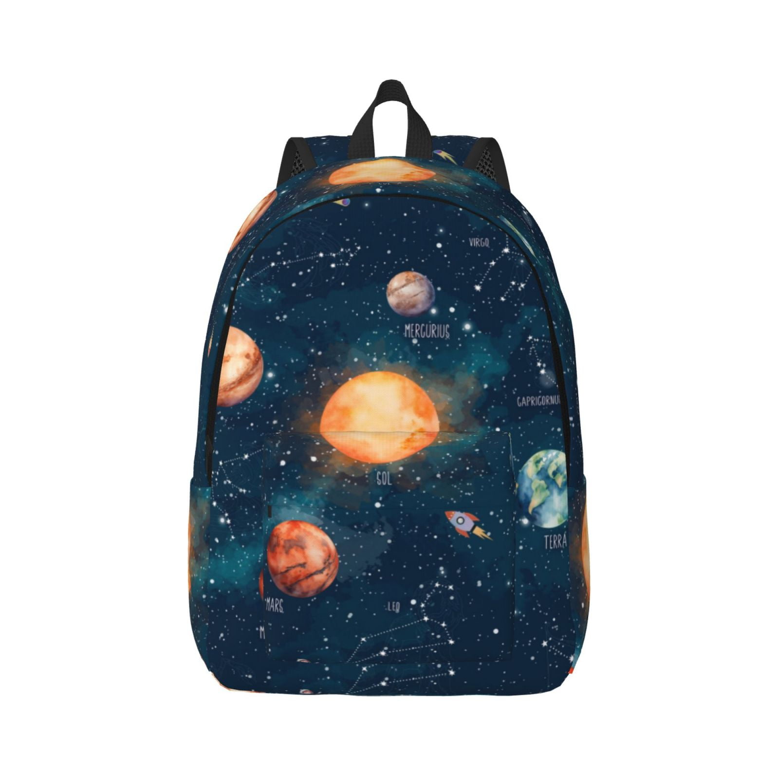 Qekee Solar System And Planets Pattern Canvas Backpack, Book Bag School ...