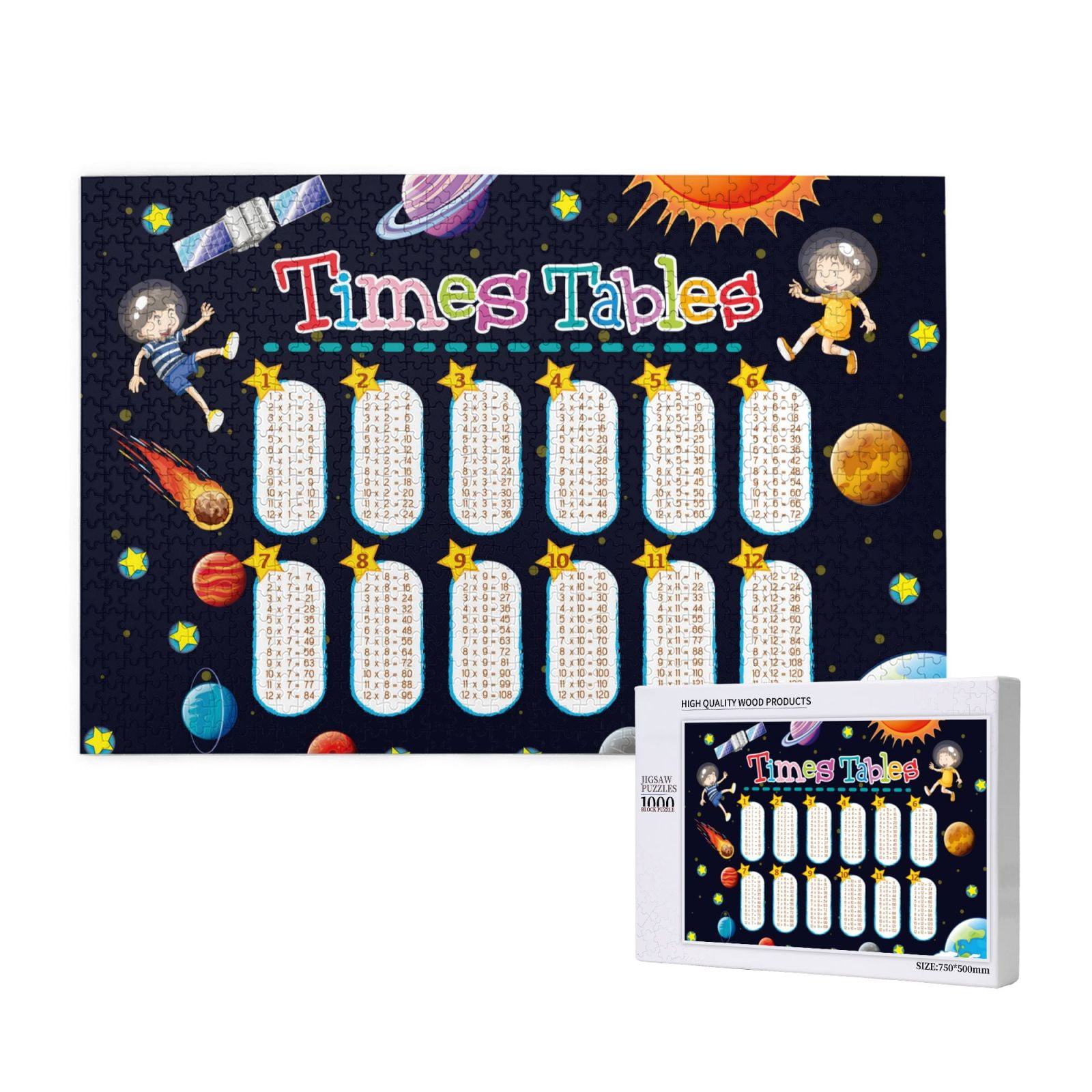 Qekee Space Math Times Tables Print 1000-Piece Jigsaw Puzzles, Puzzles ...