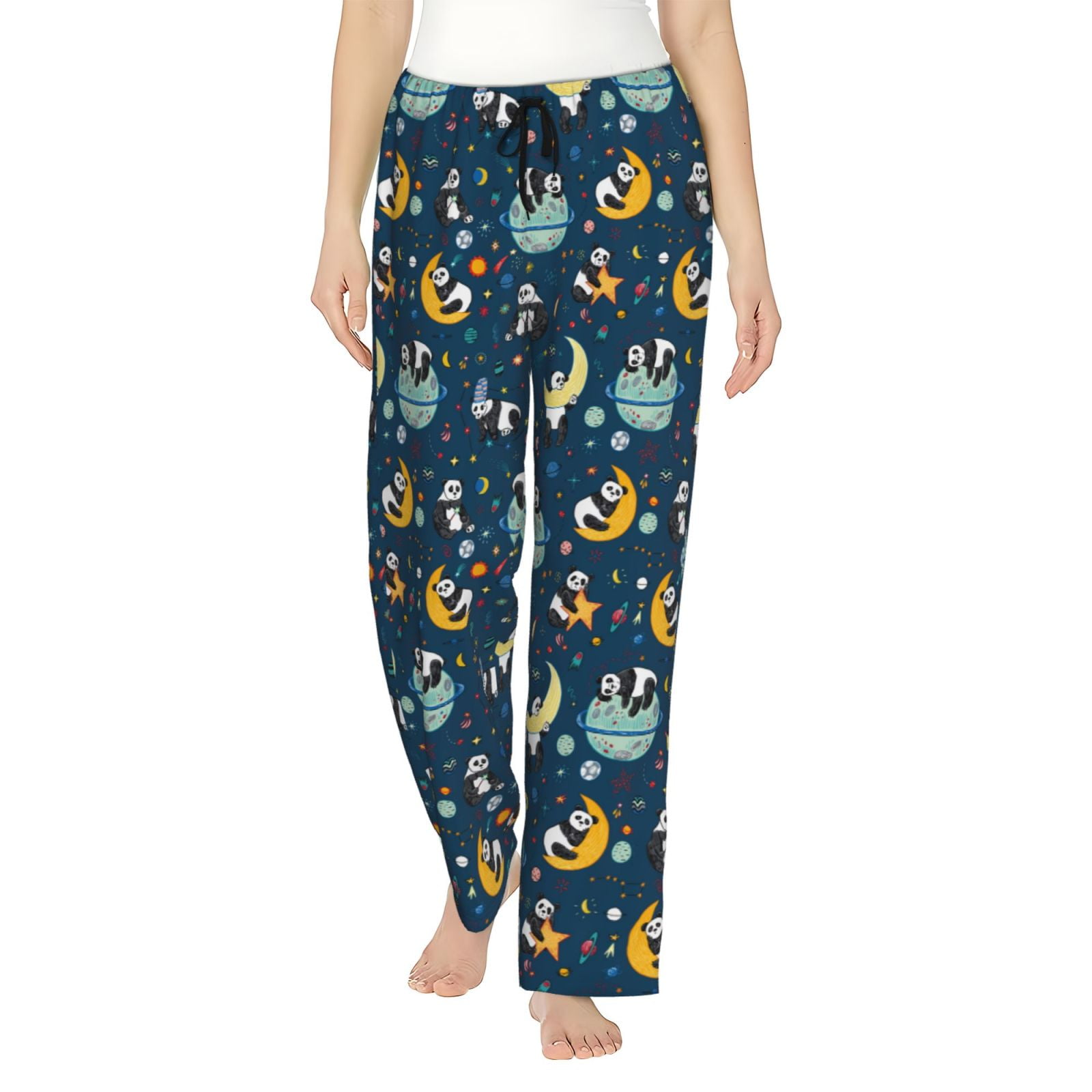 Qekee Space Sleeping Panda Print Women Lounge Pants,Pajama Pants ,Comfy ...