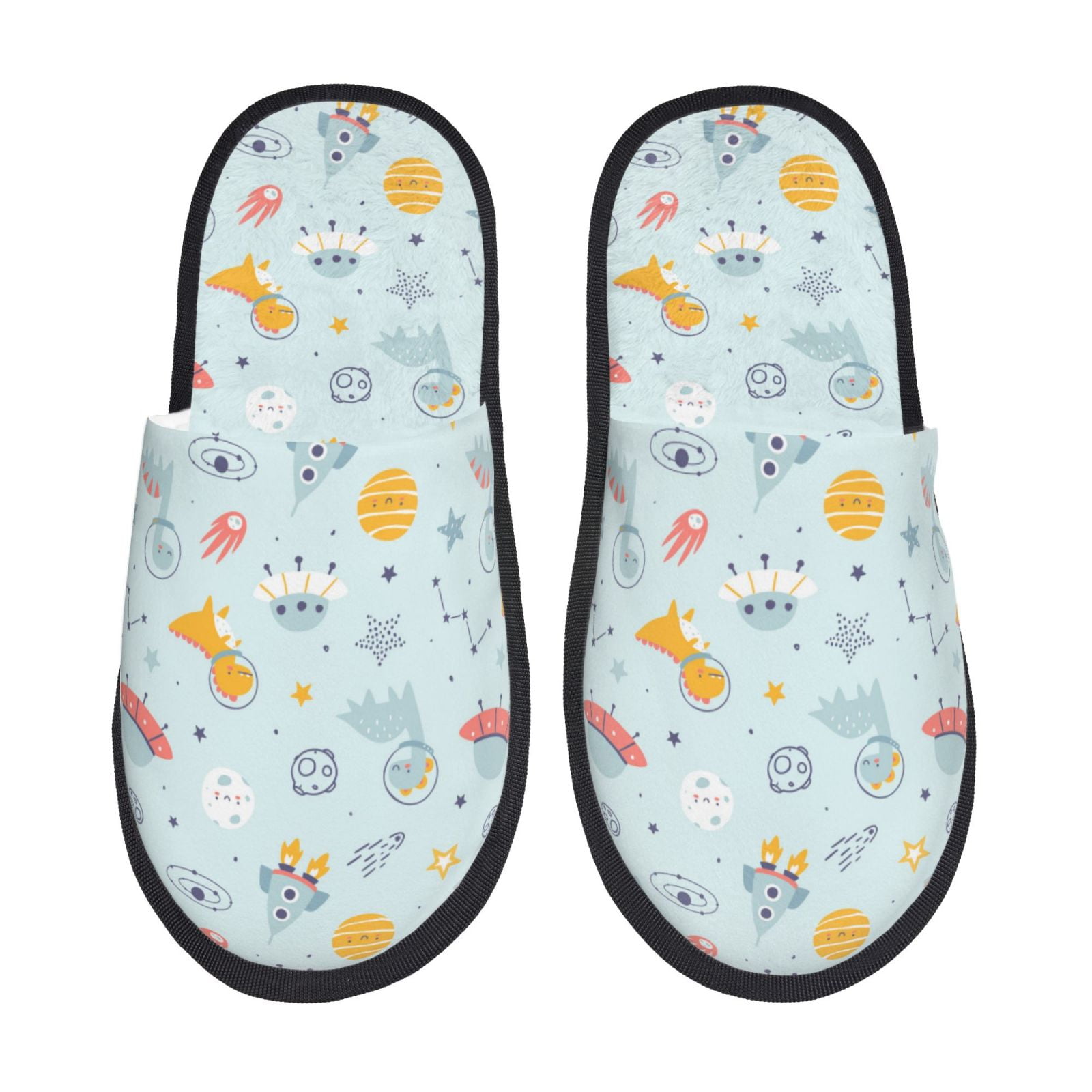 Qekee Space With Dino Astronauts print Slippers for Women and Men ...
