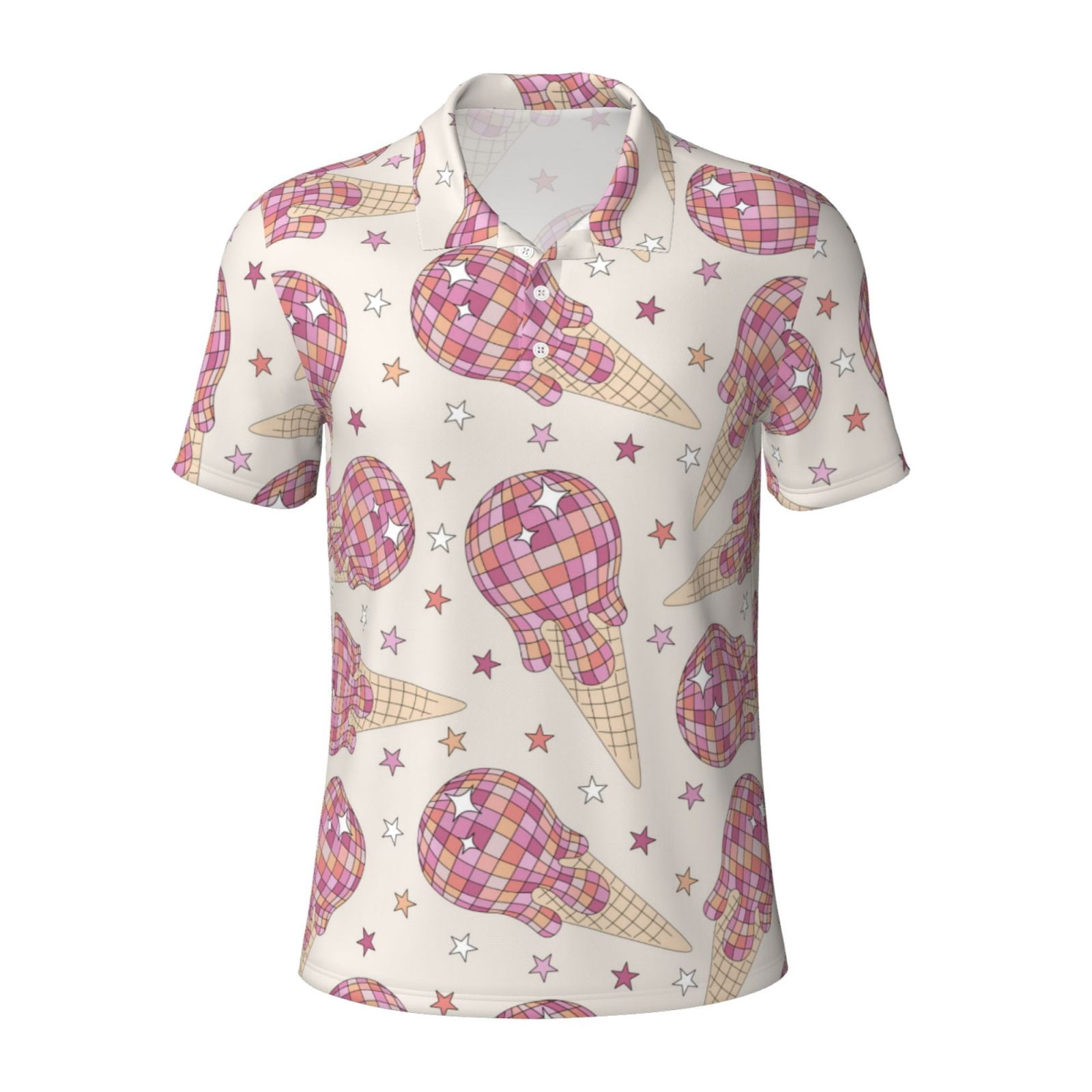 Qekee Sparkling Ice Cream for Mens Polo Shirts Casual Short Sleeve ...