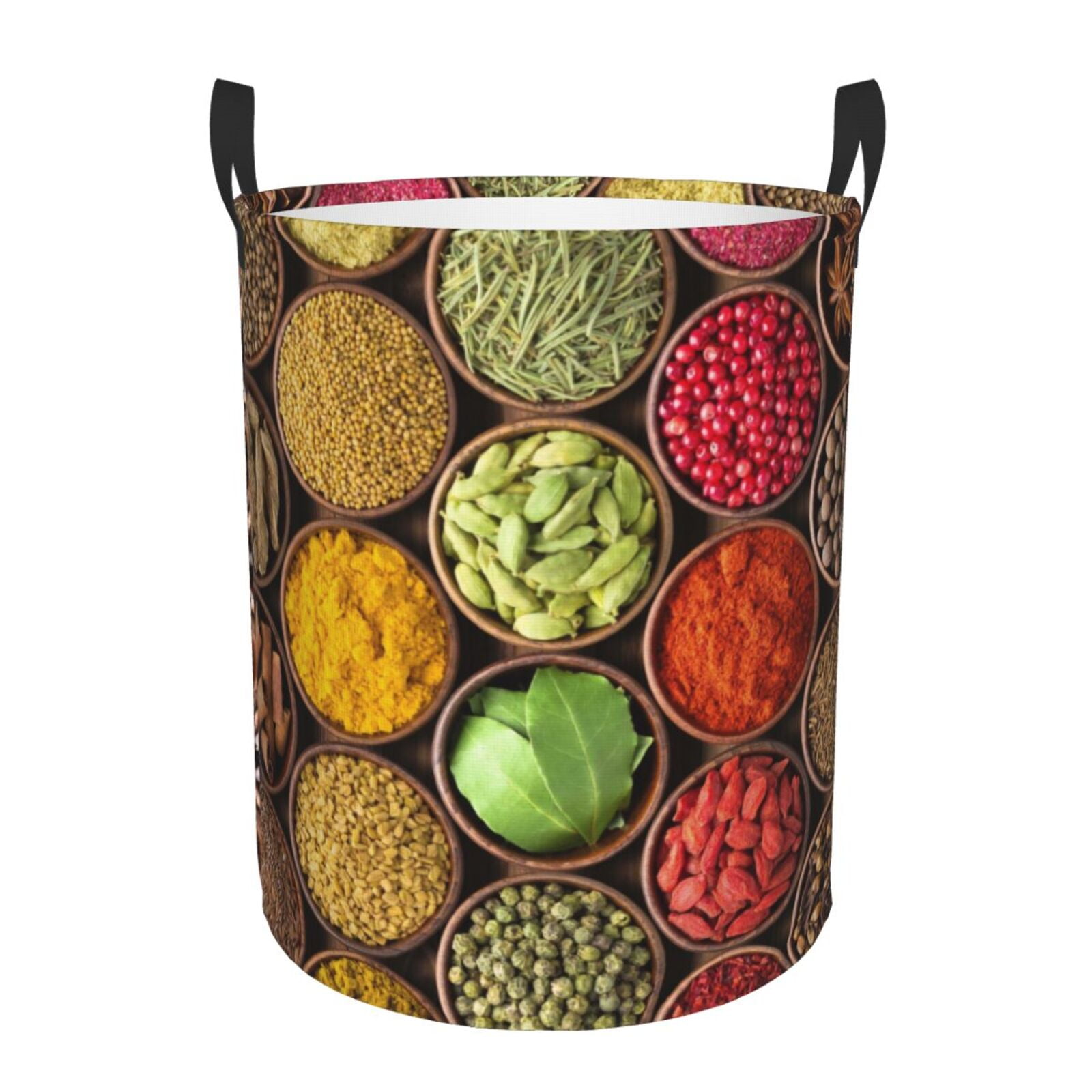 Qekee Spices And Herbs print Laundry Hamper Basket, Hamper Basket for ...