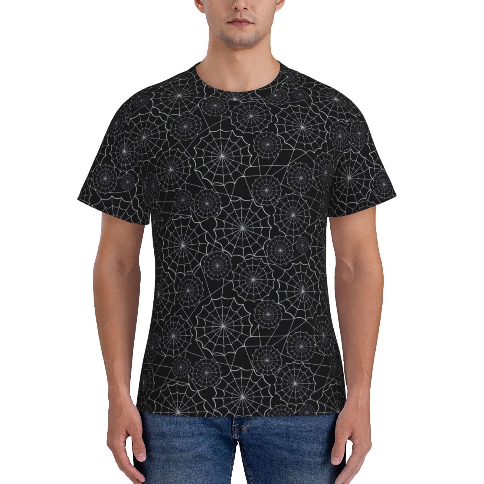 Qekee Spider Web Black Classic Fit T-Shirt Men's Shirt Men's Tight ...