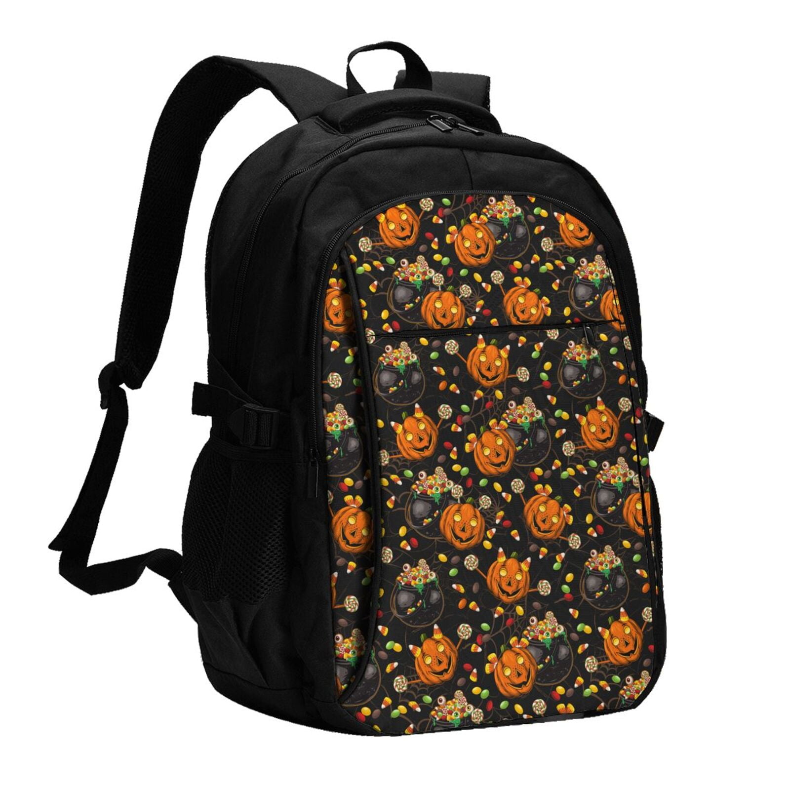 Qekee Spooky Sweets Print Travel Laptop Backpack Waterproof Backpack ...