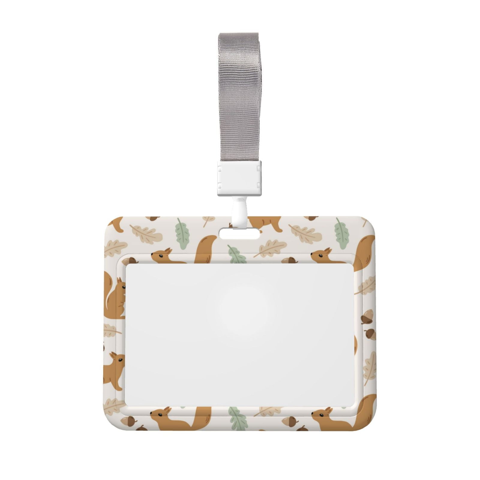 Qekee Squirrel And Leaves Print Card Badge Holder,Clear Name Tag ID ...