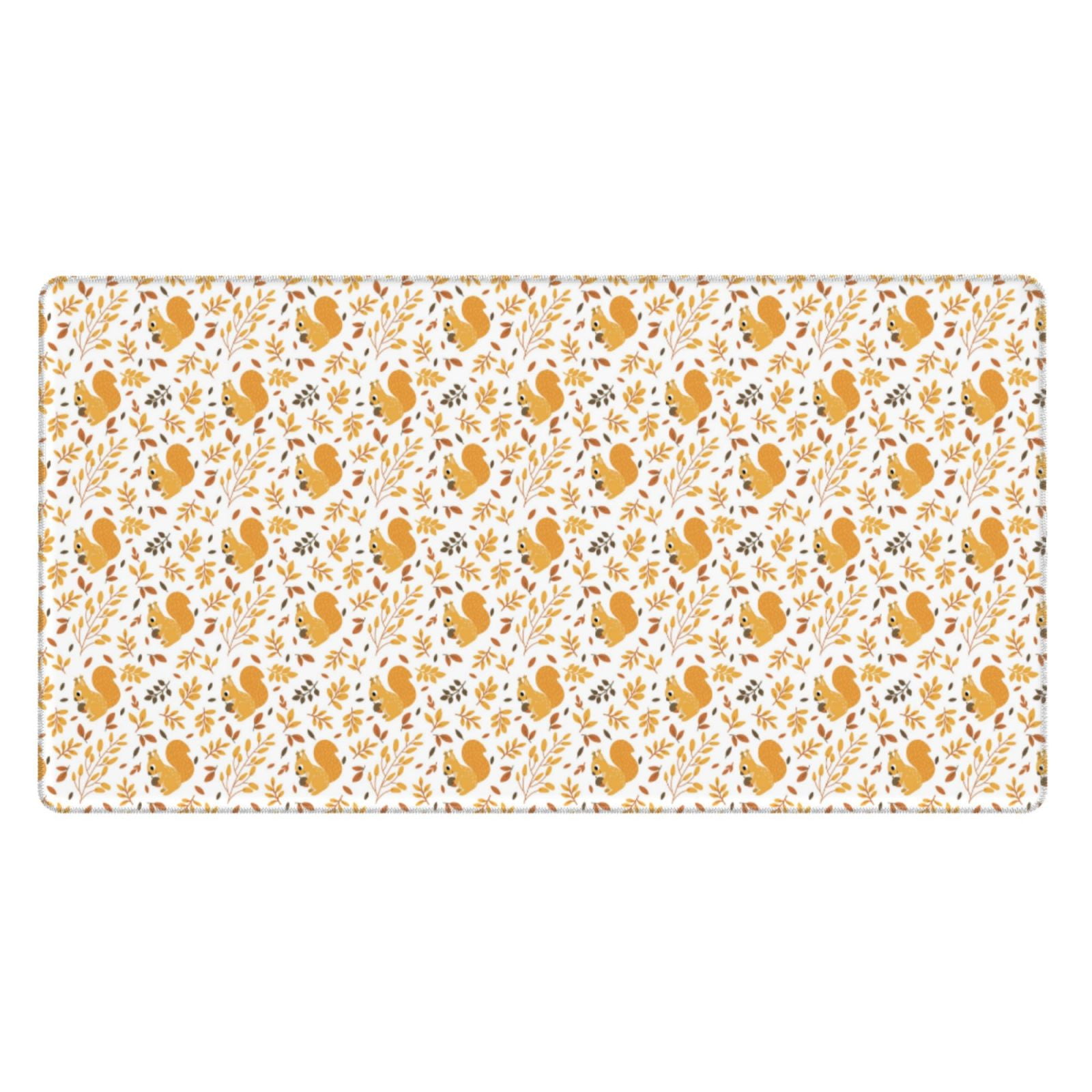 Qekee Squirrel And Leaves Print Desk Pad Protector,Mouse Pad,Office ...