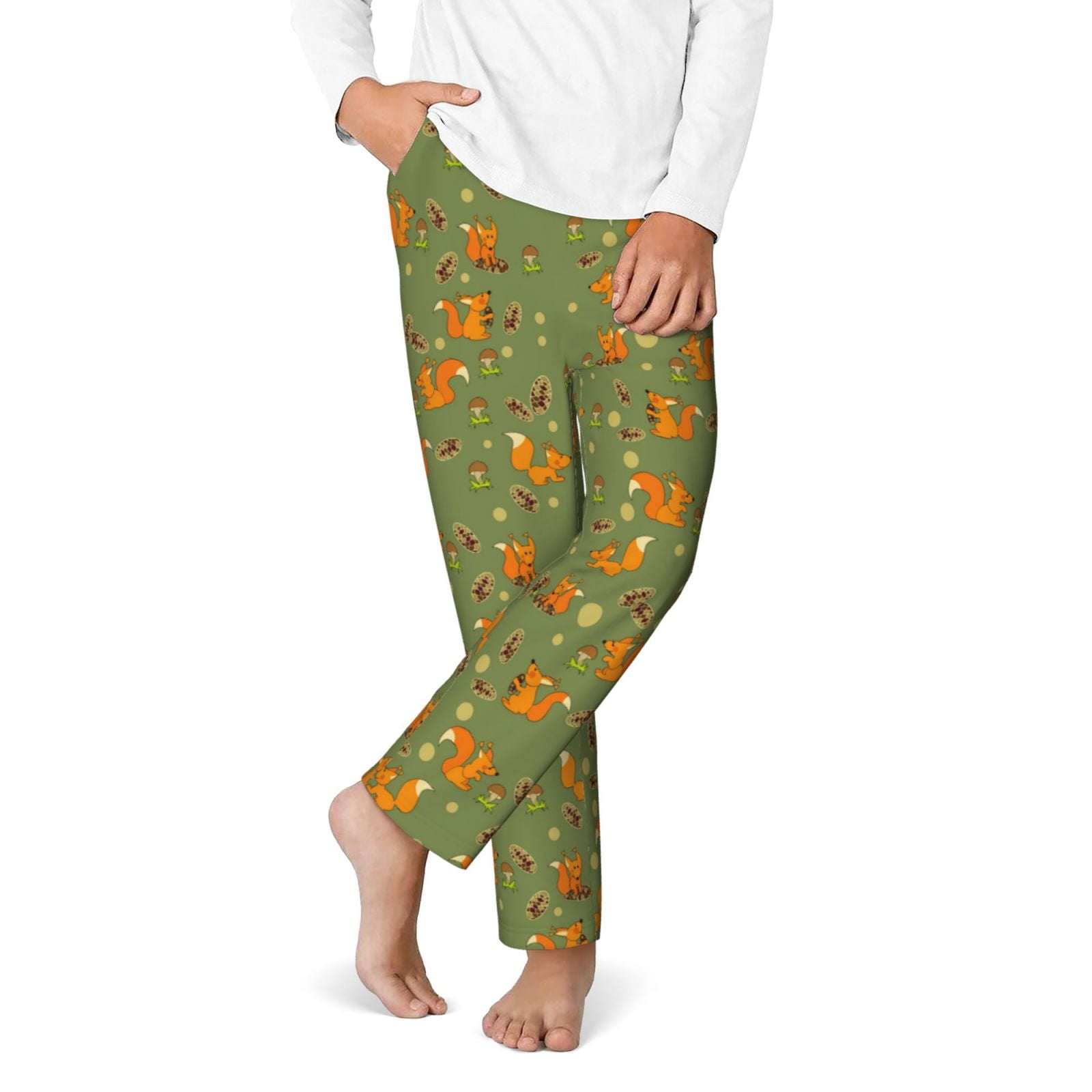 Qekee Squirrel And Nuts Print Kids Pajama Pants, Teenagers' Bottom ...