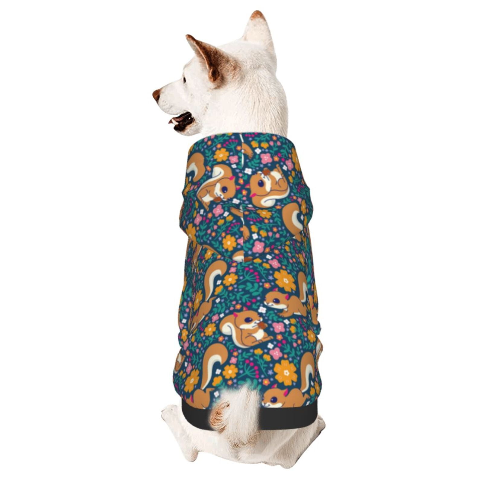 Qekee Squirrel Garden Delight Print Pet Dog Hoodies Dog Clothes for ...