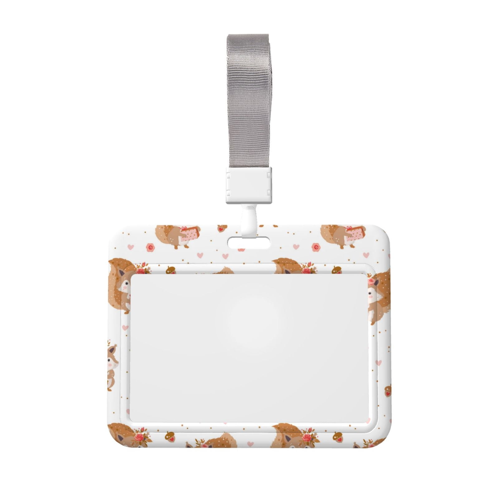 Qekee Squirrel Giving A Gift Print Card Badge Holder,Clear Name Tag ID ...