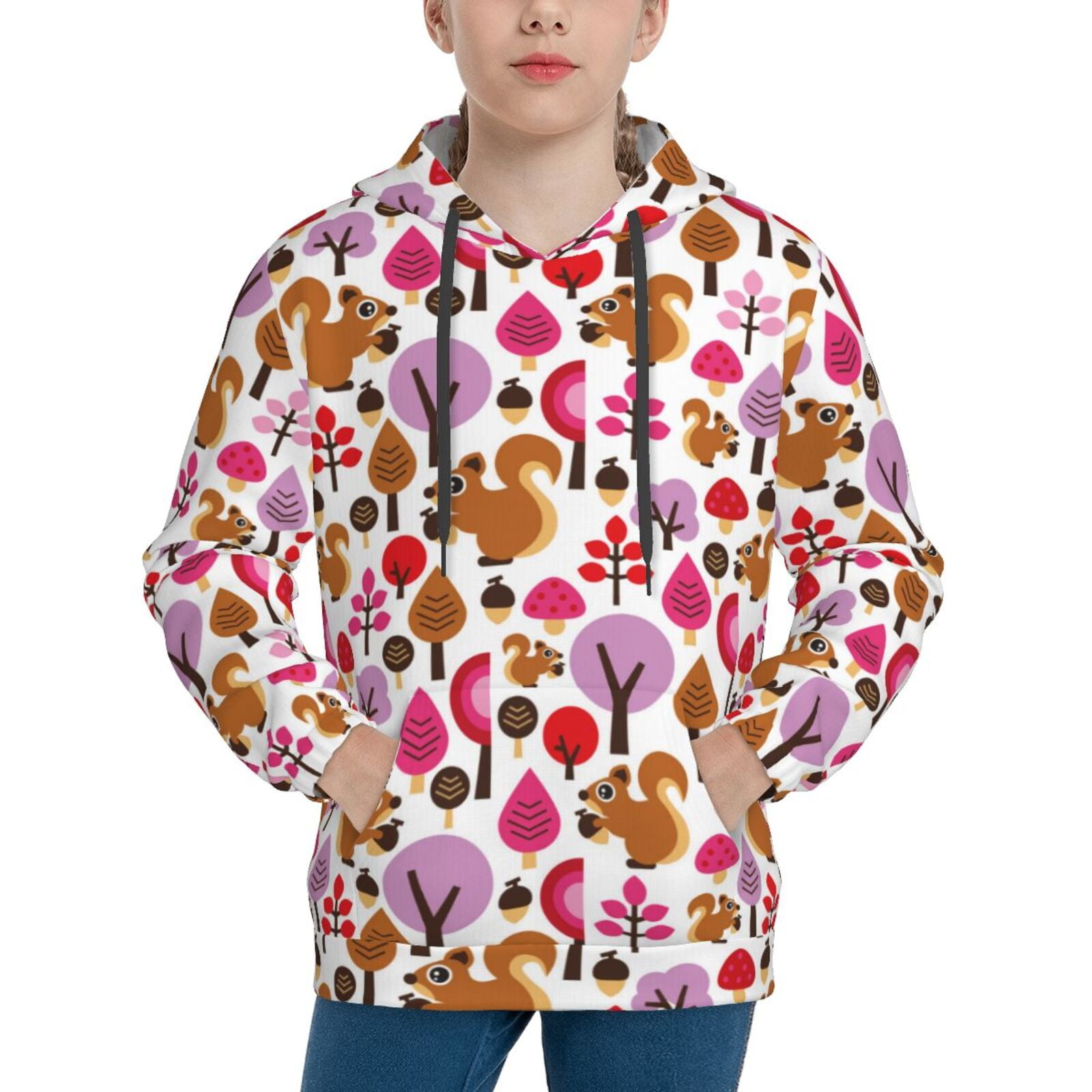 Qekee Squirrel In The Forest for Youth Hoodies Sweatshirt,Boys and ...