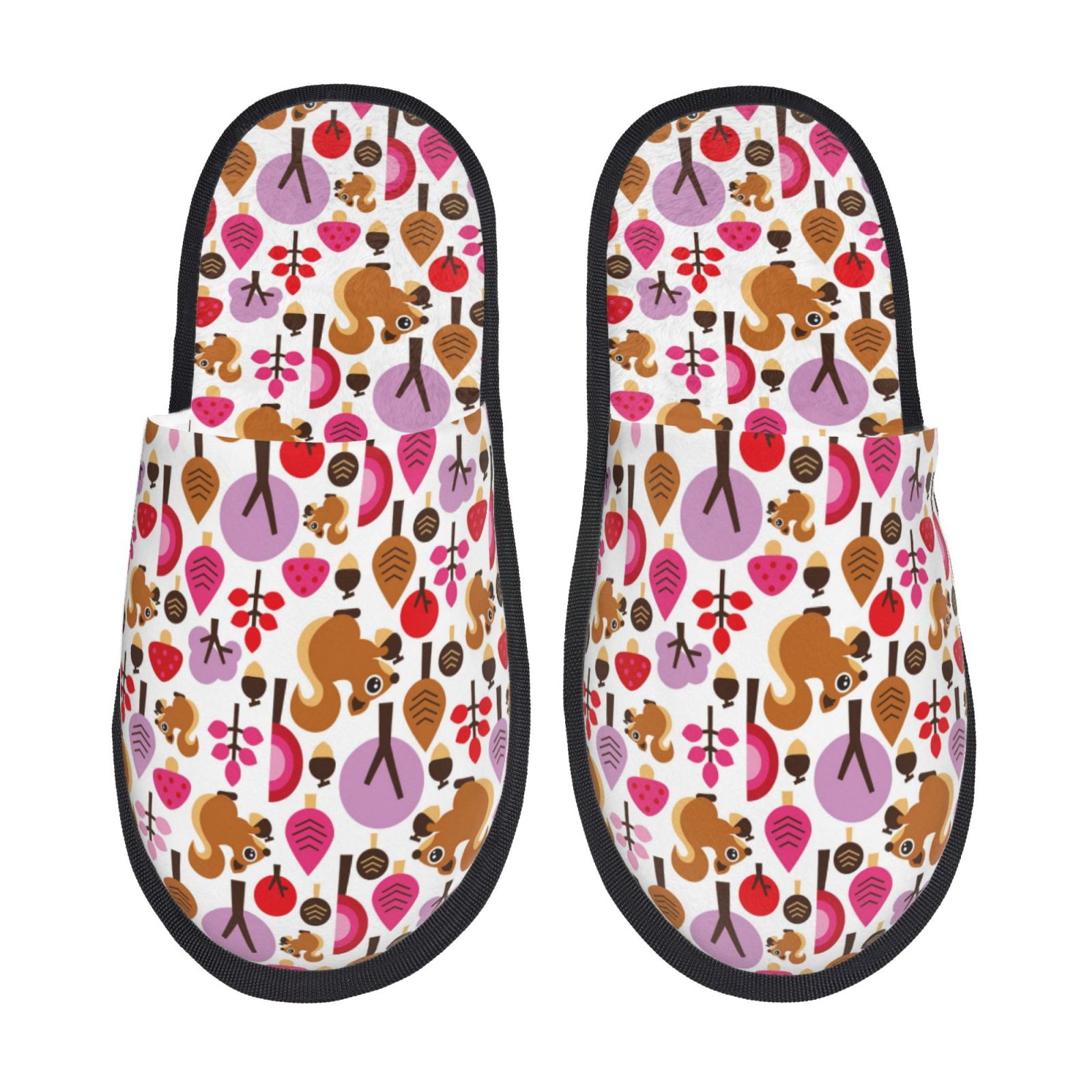 Qekee Squirrel In The Forest print Slippers for Women and Men, Fluffy ...