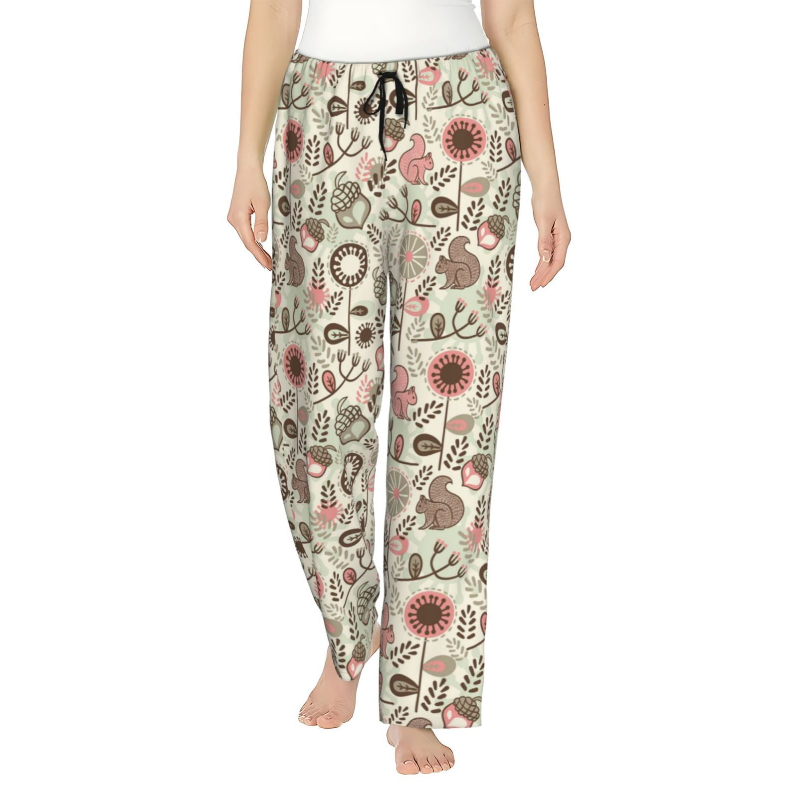 Qekee Squirrel In The Forest print Women Pajama Pants - Walmart.com