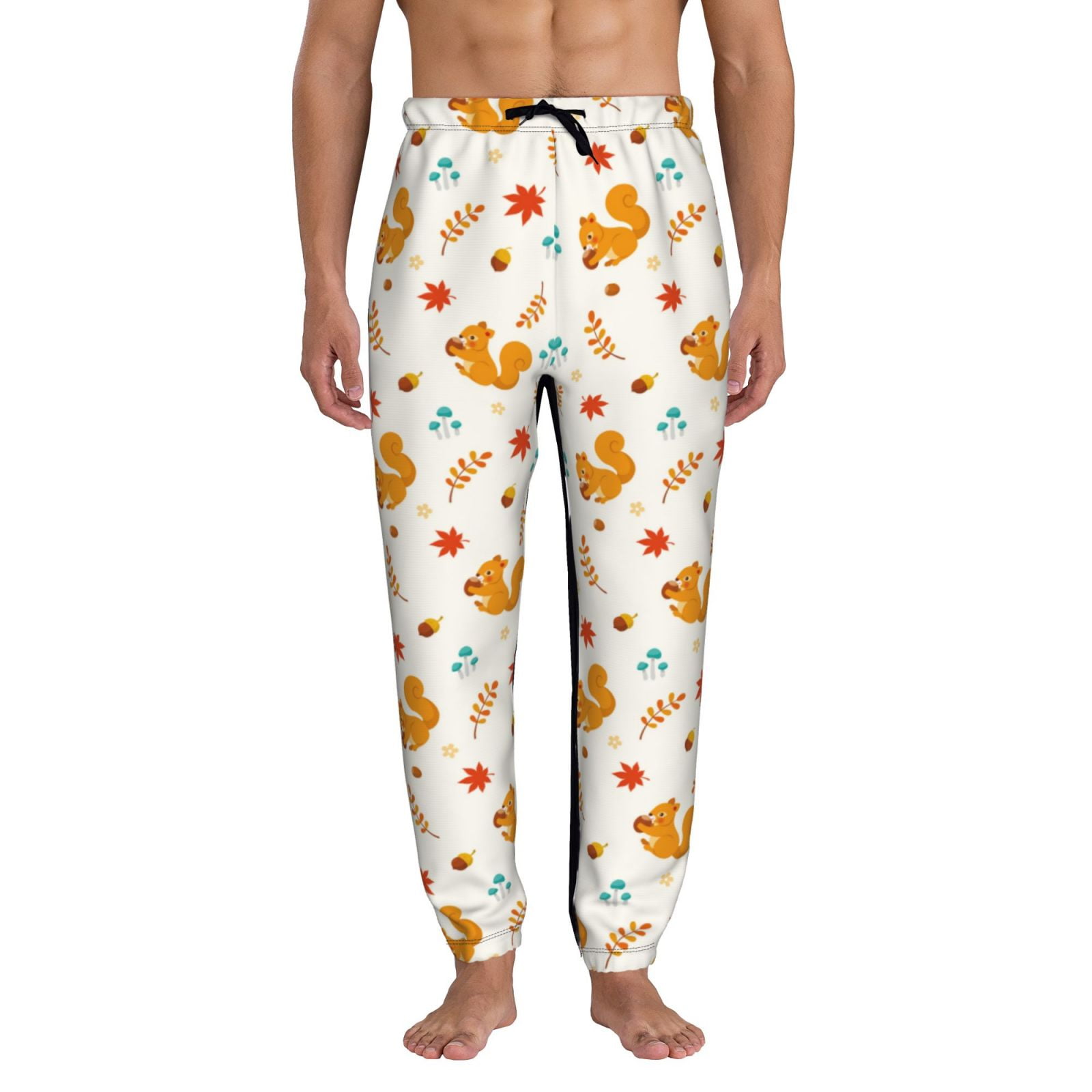 Qekee Squirrel Maple Leaves And Nuts Pattern Mens Sweatpants, Men's ...