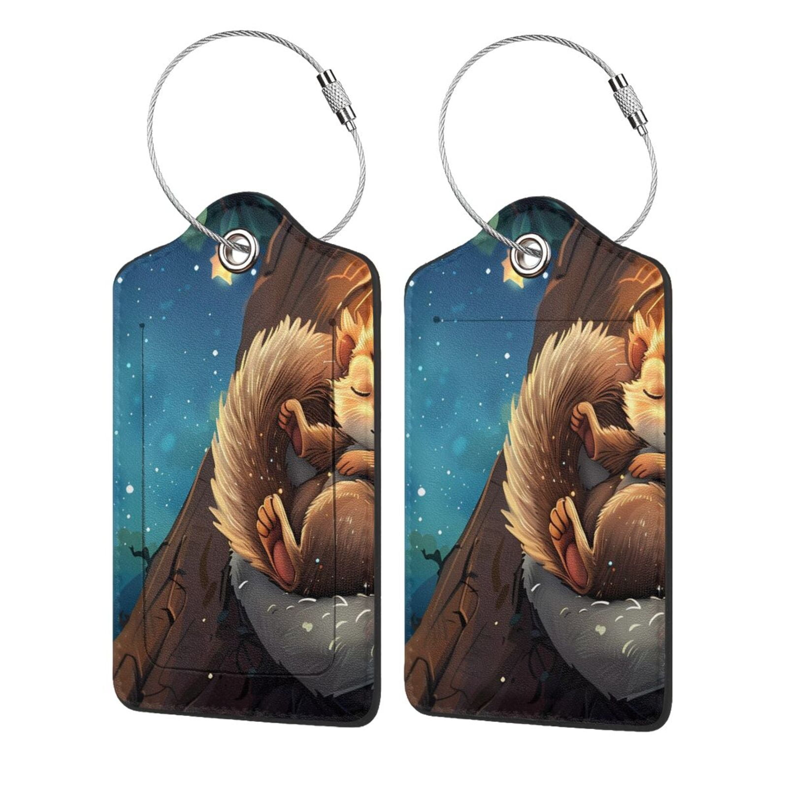 Qekee Squirrel Sleeping In Tree Pattern Luggage Tags, Premium PU ...