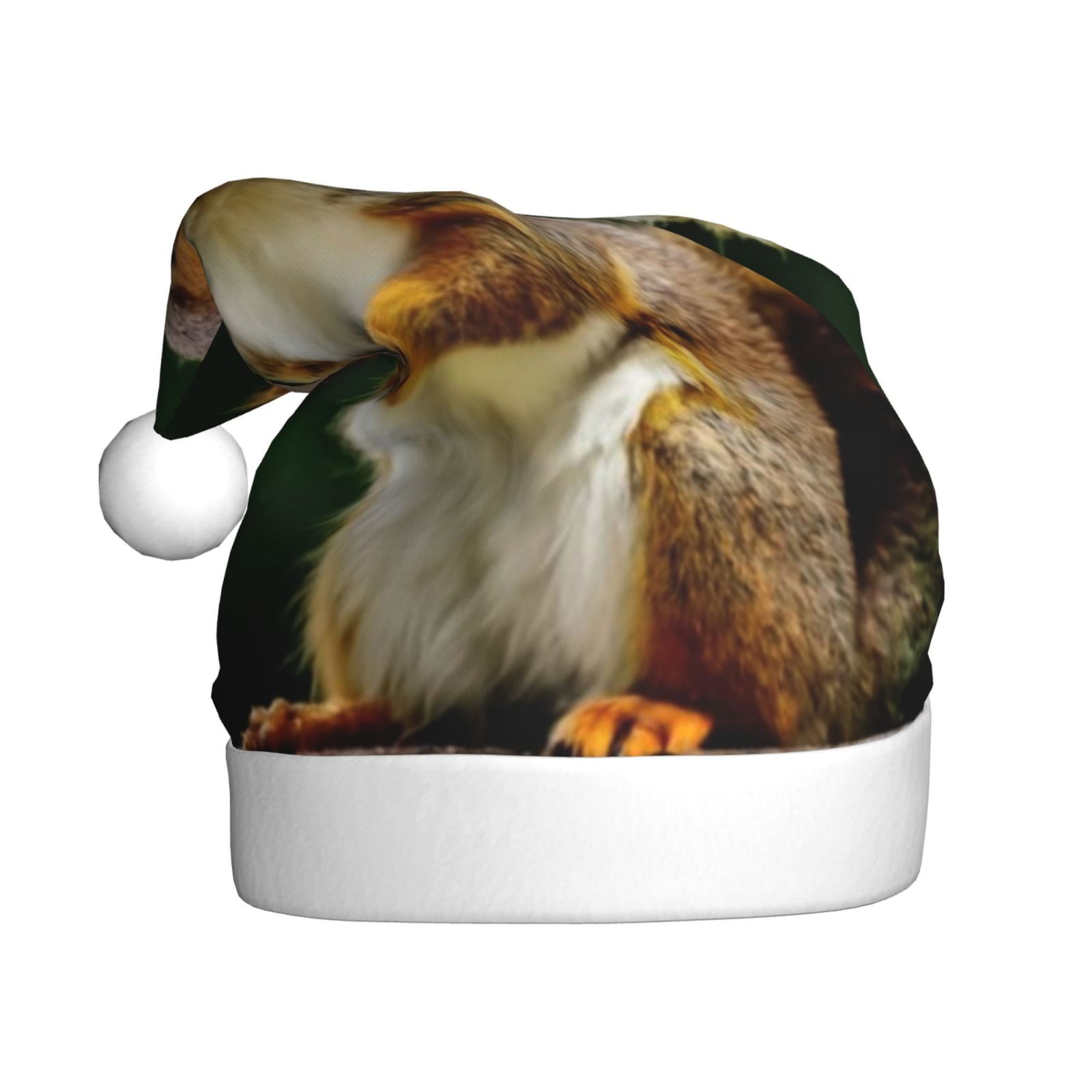 Qekee Squirrels Eating Peanuts On The Tree for Fluffy Red Santa Hats ...