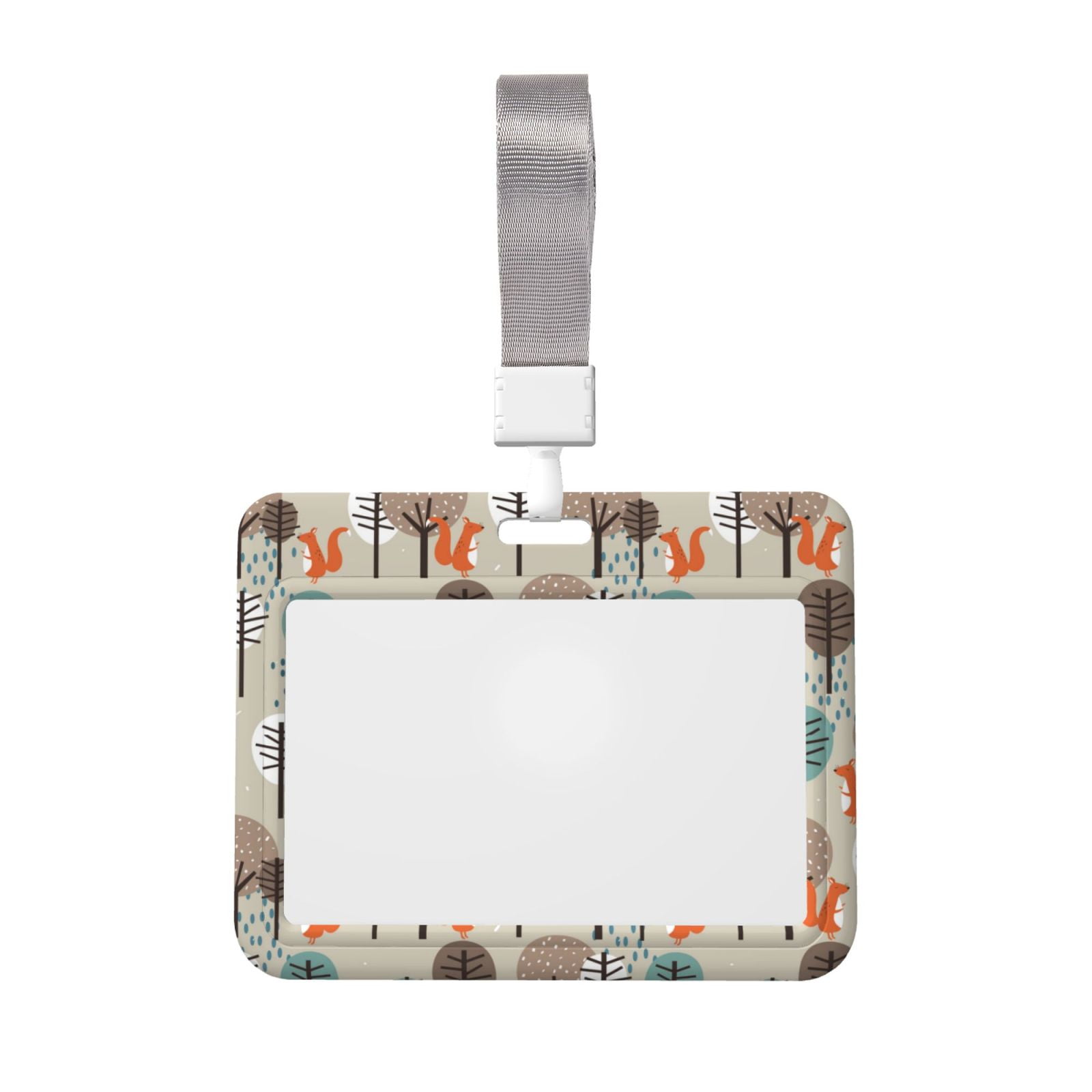 Qekee Squirrels and Trees Print Card Badge Holder,Clear Name Tag ID ...