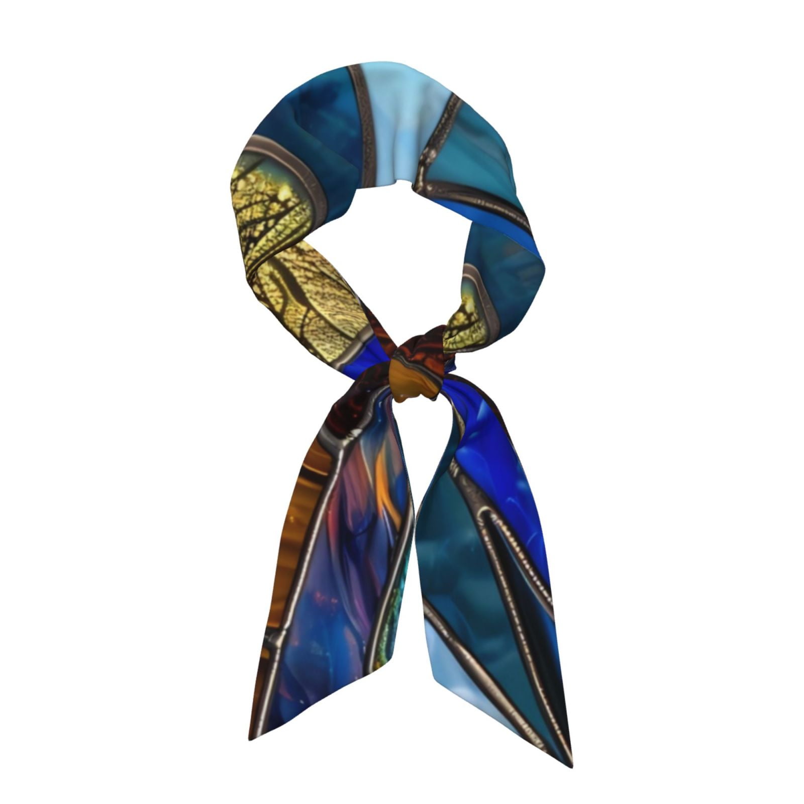 Qekee Stained Glass Ocean Wave for Silk Feeling Scarf Medium Square ...