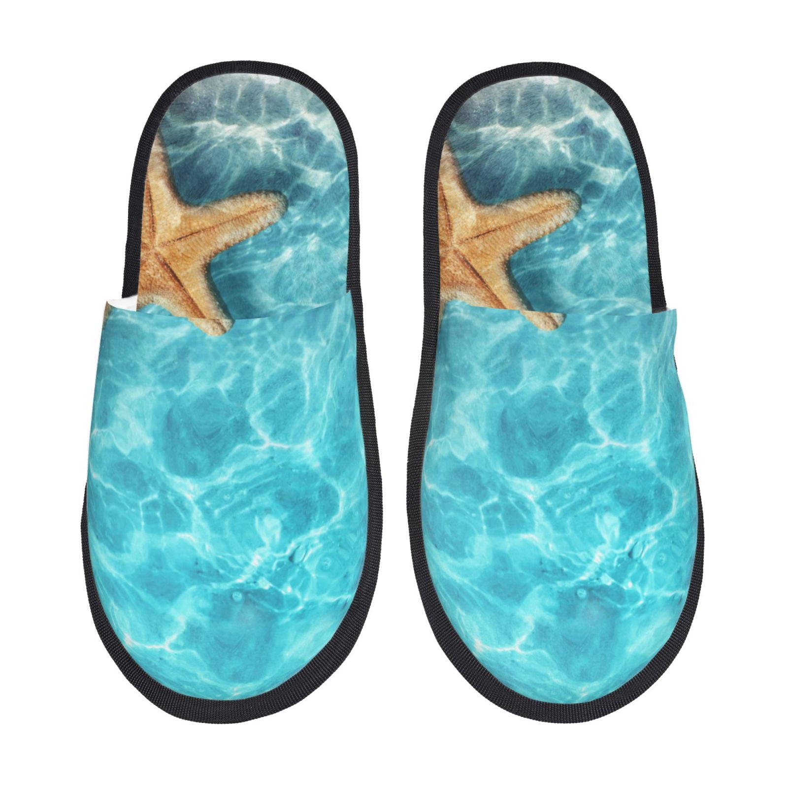 Qekee Starfish And Seashell On The Beach 1 Print Furry Slippers for ...