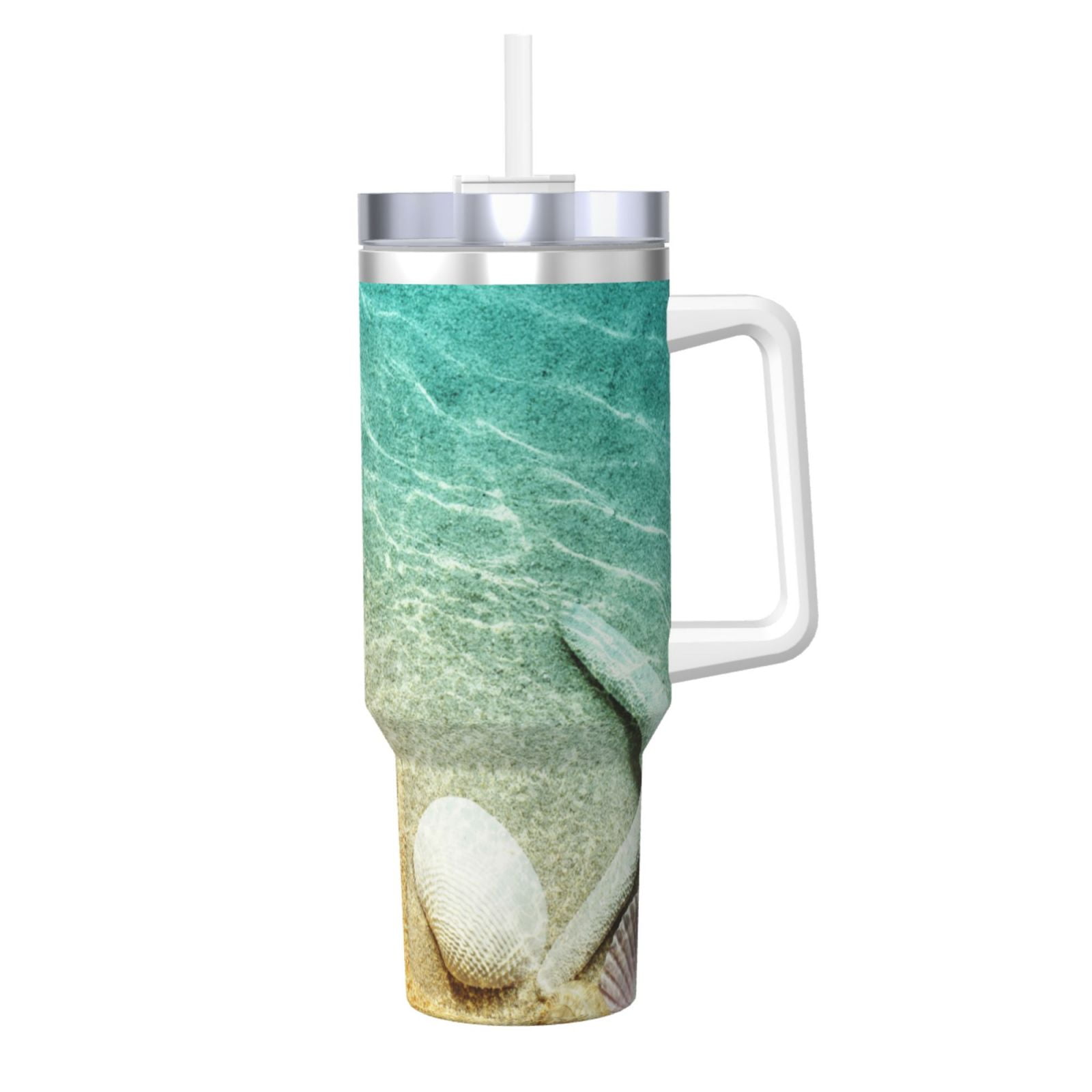Qekee Starfish And Seashell On The Beach Print 40 OZ Large Capacity Ice ...