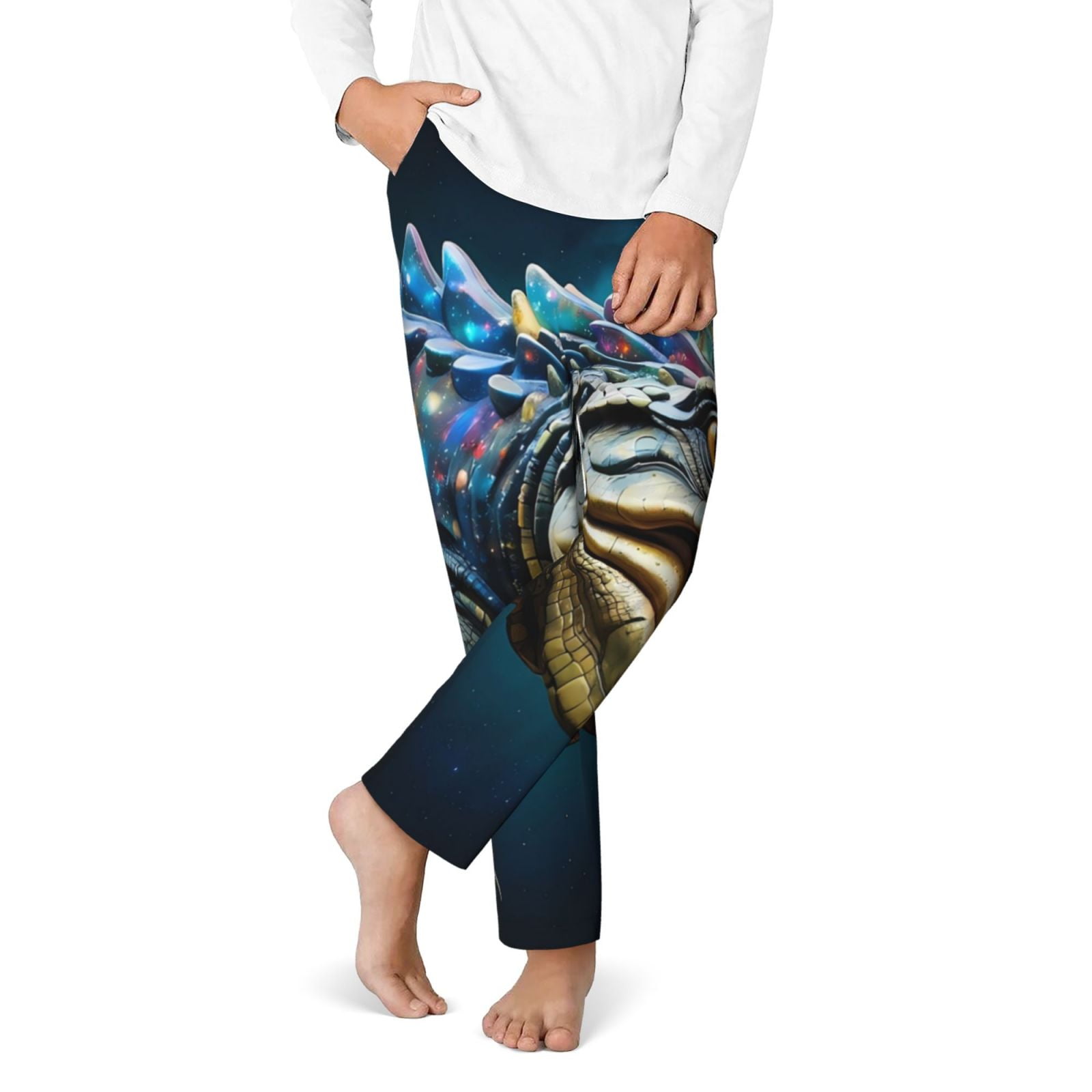 Qekee Starry Sky Colorful Crocodile Print Kids Pajama Pants, Teenagers ...